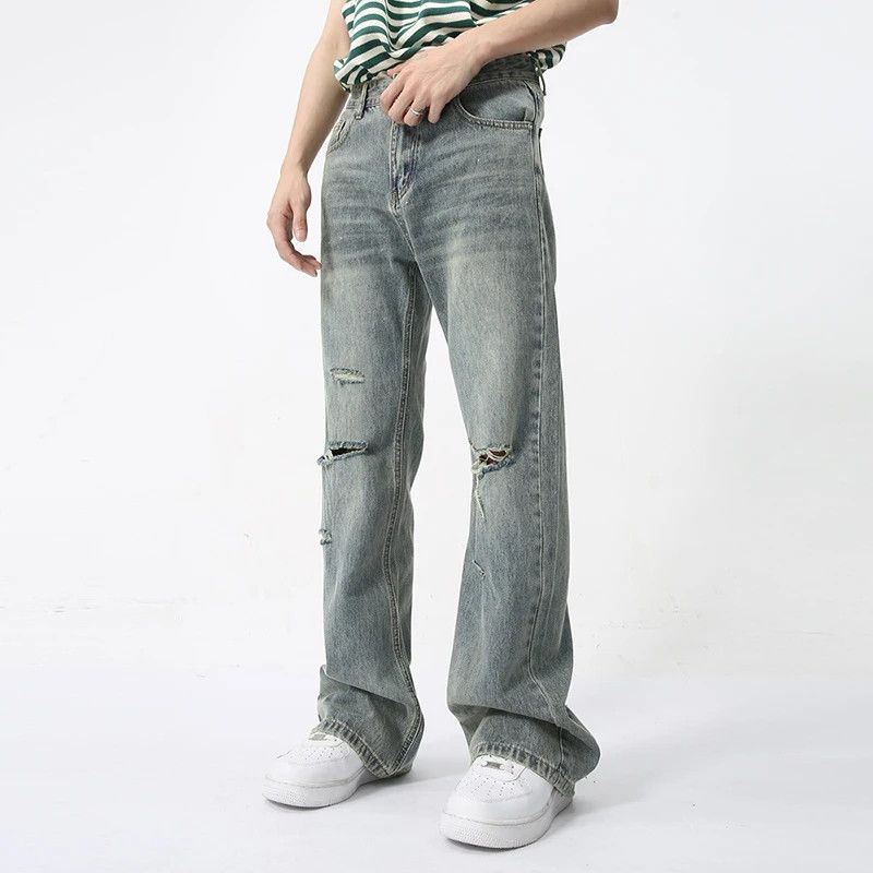 Designer × Vintage y2k ripped jeans high street for men | Grailed