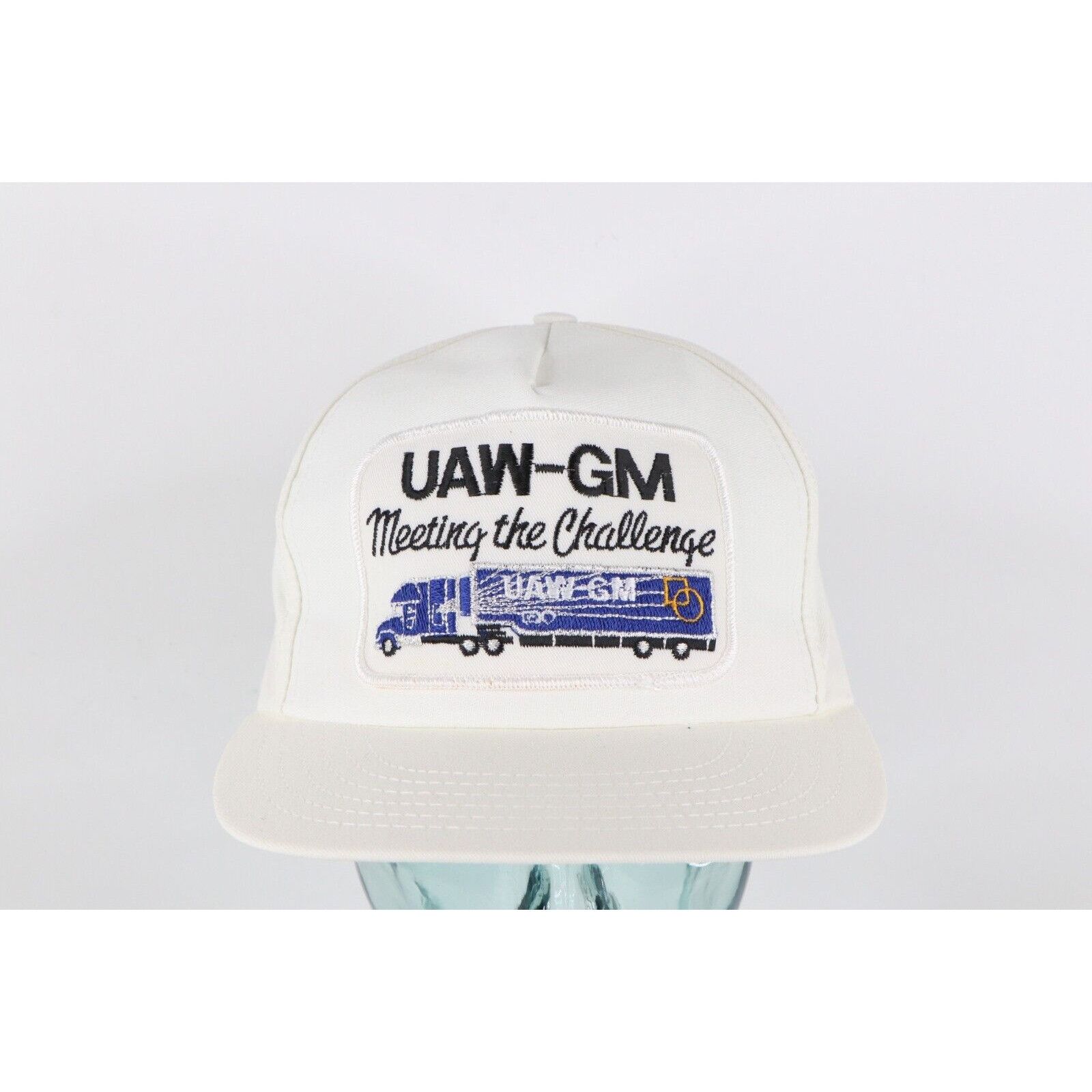 Vintage Vintage 80s UAW GM General Motors Patch Leather Hat | Grailed