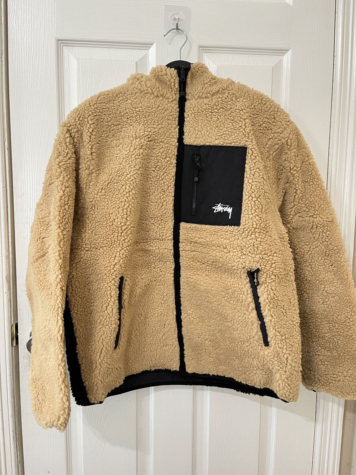 Streetwear × Stussy Stussy 8 Ball Zip Up Hooded Reversible Sherpa Fleece | Grailed