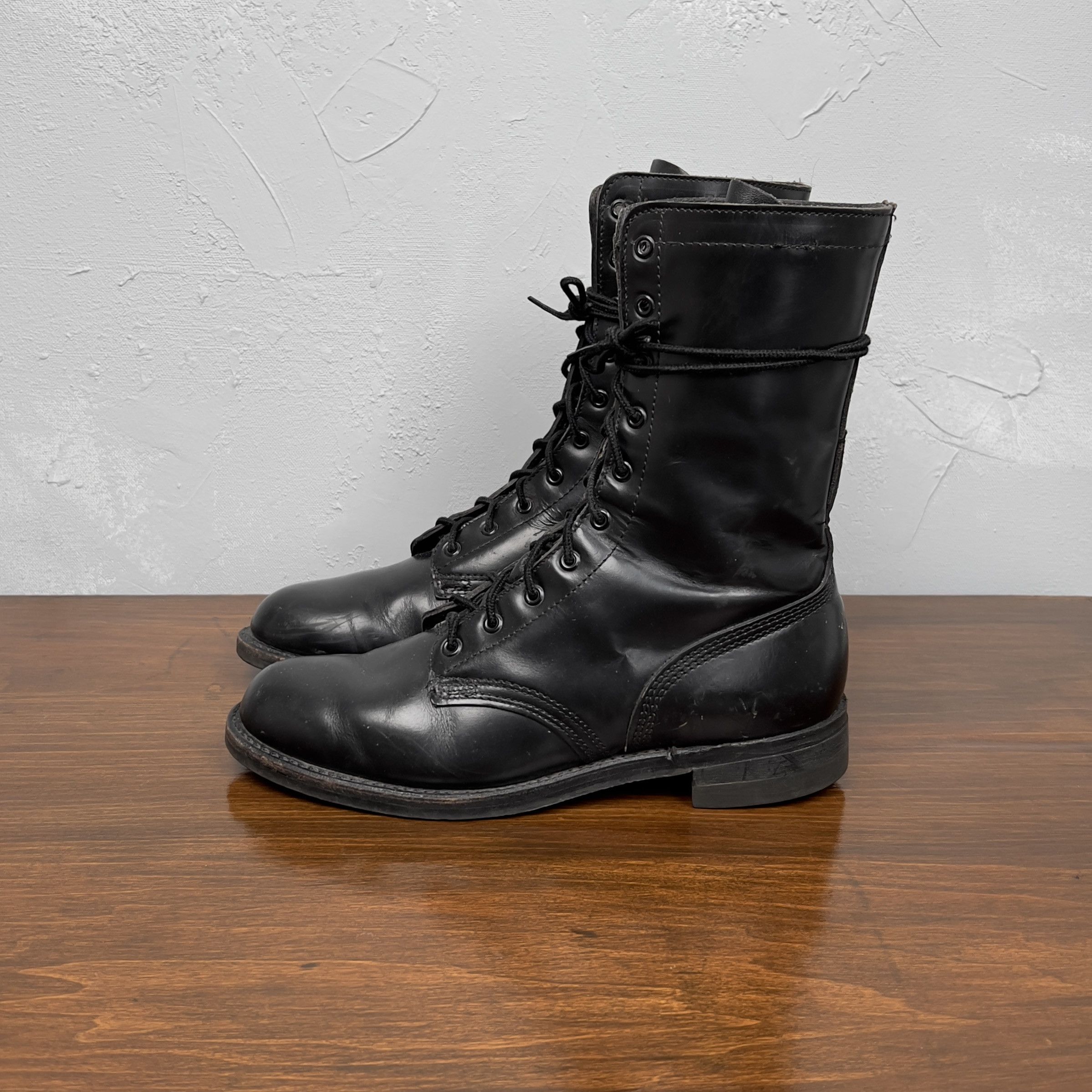Military × Vintage Vintage 1974 US Military Black Leather Combat Boots ...