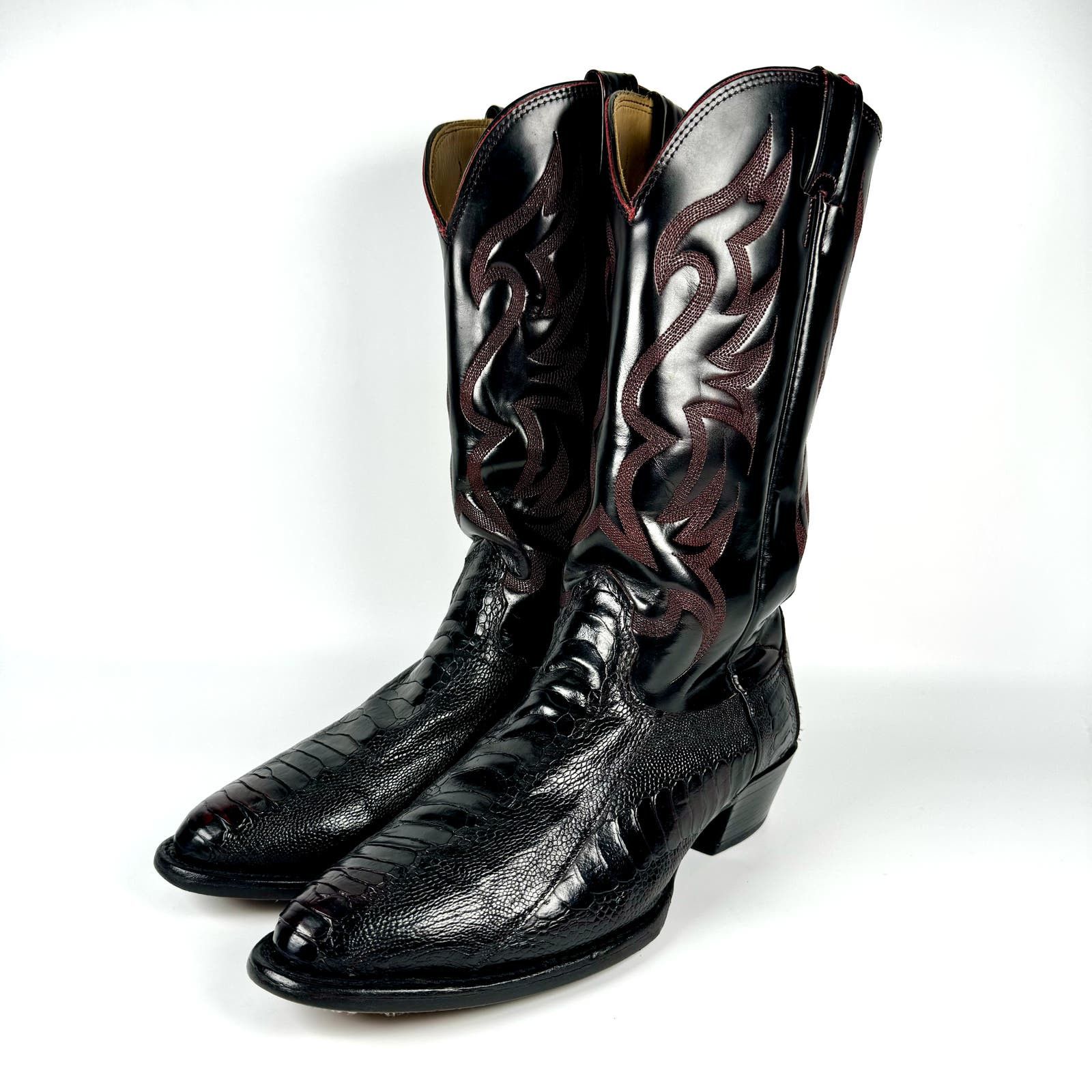 Larry Mahan Texas Larry Mahan Ostrich Leg Black Cowboy Western Cherry ...