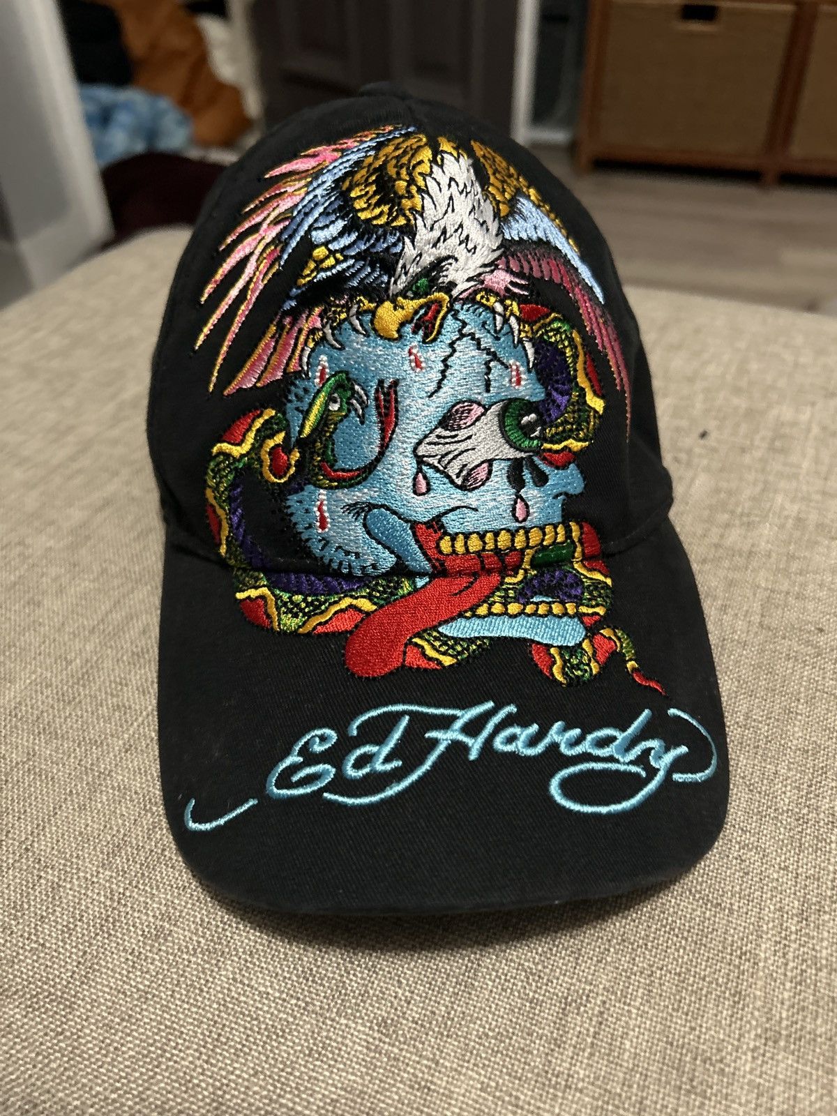 Ed Hardy × Rare × Streetwear Ed Hardy Embroidered Hat (OS) w/strap ...