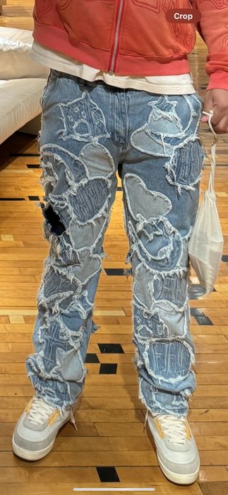 Menace ICONOGRAPHY DENIM PATCH WORK PANTS - 36W | Grailed