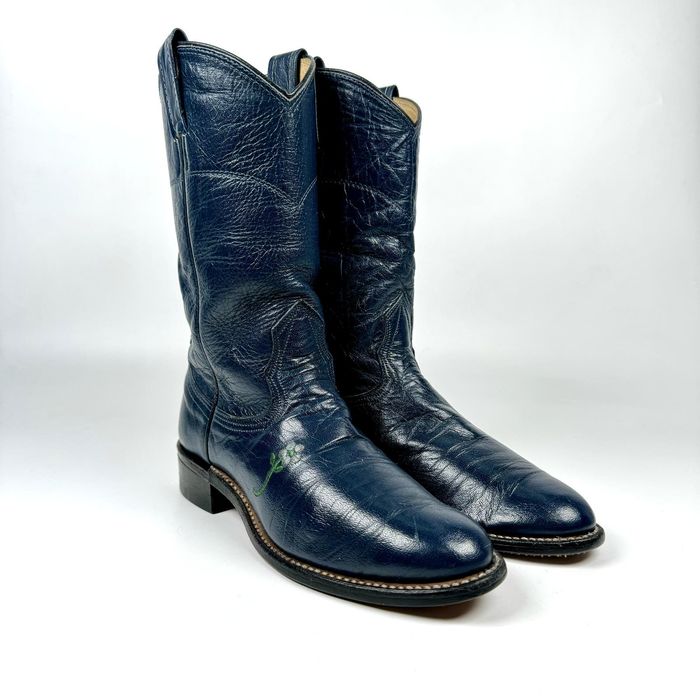 Nocona Boots Vintage Nocona Boots Navy Blue Flower Roper Cowboy Boots 5 ...