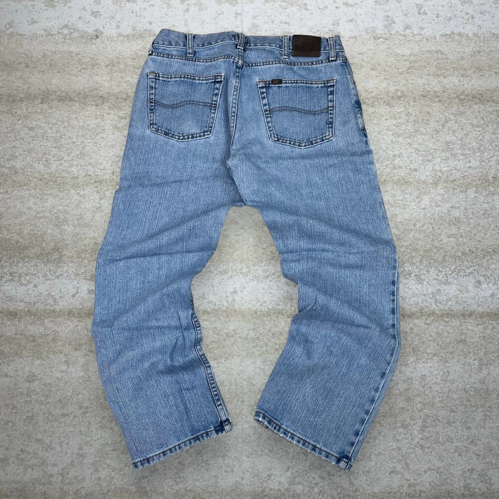 Vintage Crazy Lee Jeans Straight Fit Light Wash Leather Logo | Grailed
