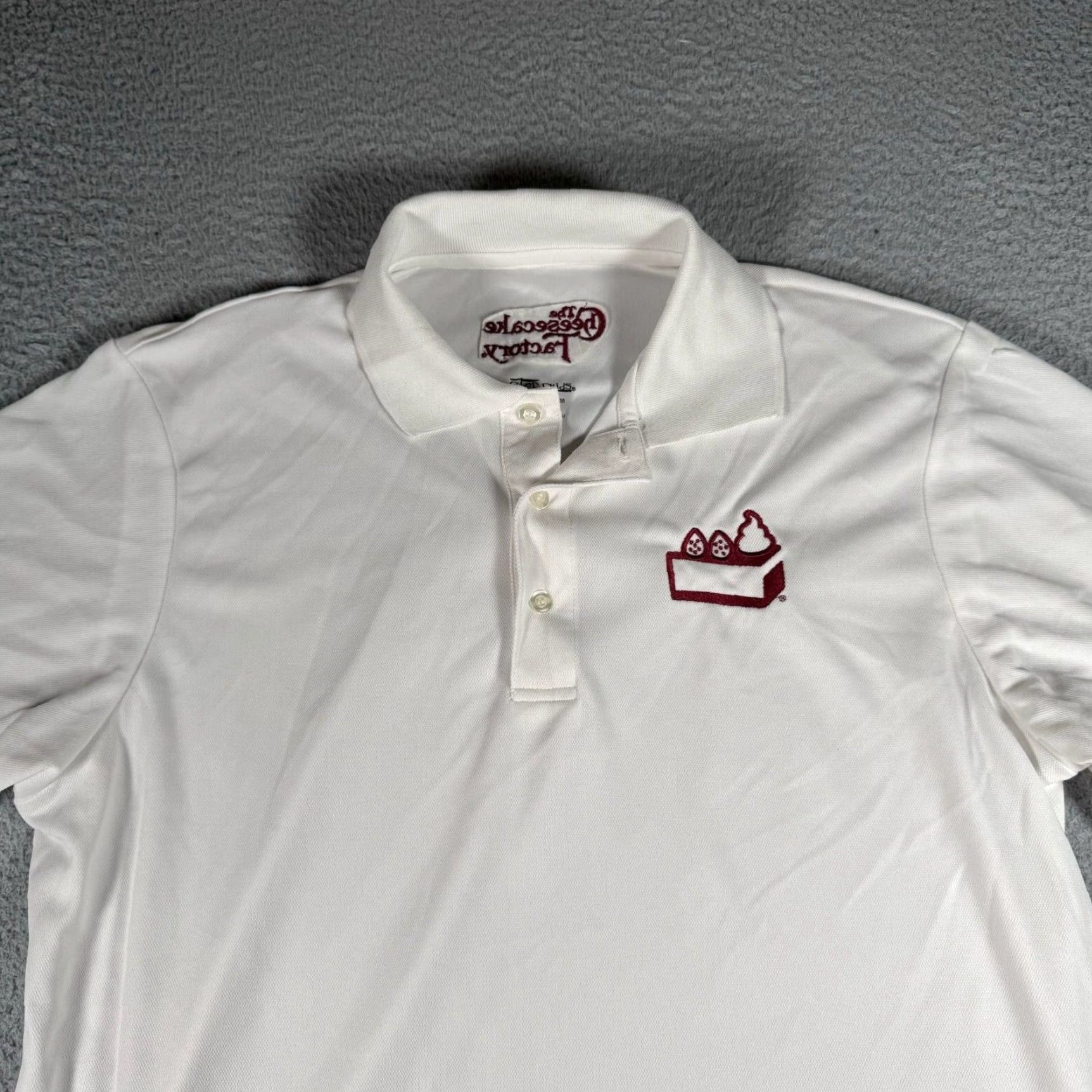 Vintage Cheesecake Factory Polo Shirt Mens Medium White Short Sleeve ...