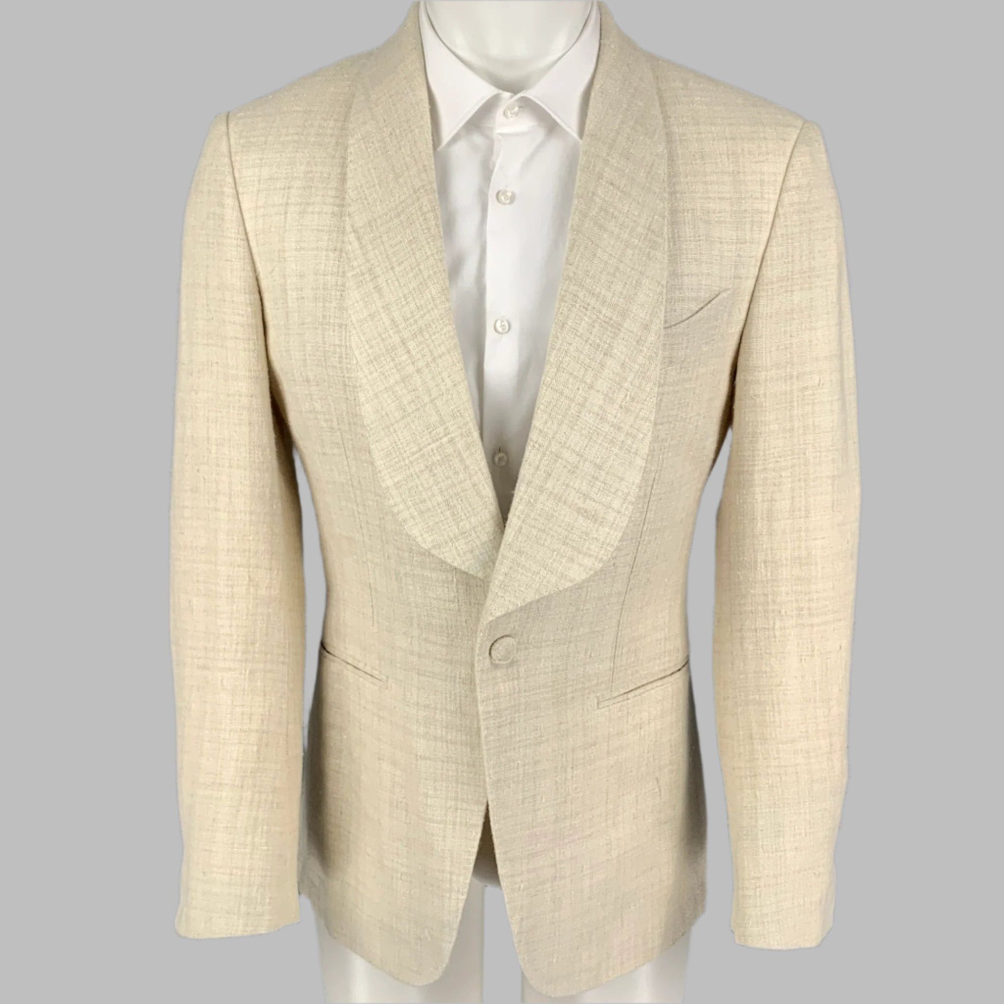 Suitsupply Chest Beige Textured Silk Blend Shawl Collar Sport Coat ...