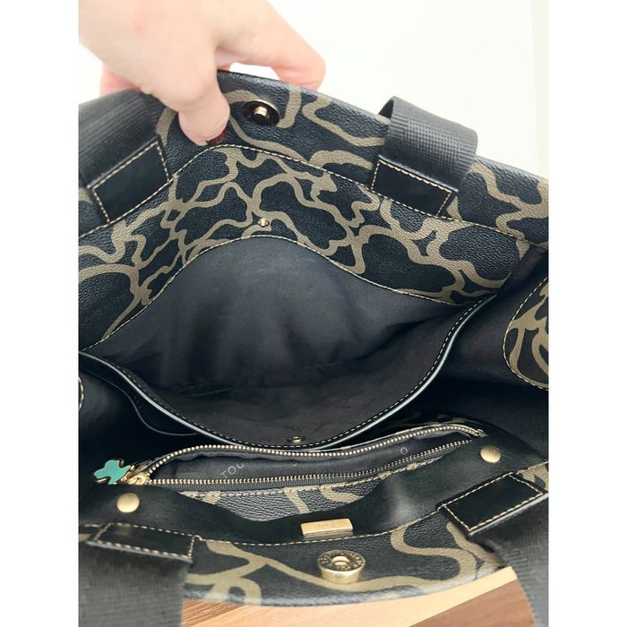 Tous Tous Kaos Bear Monogram Canvas Vegan Leather Tote Bag Black | Grailed