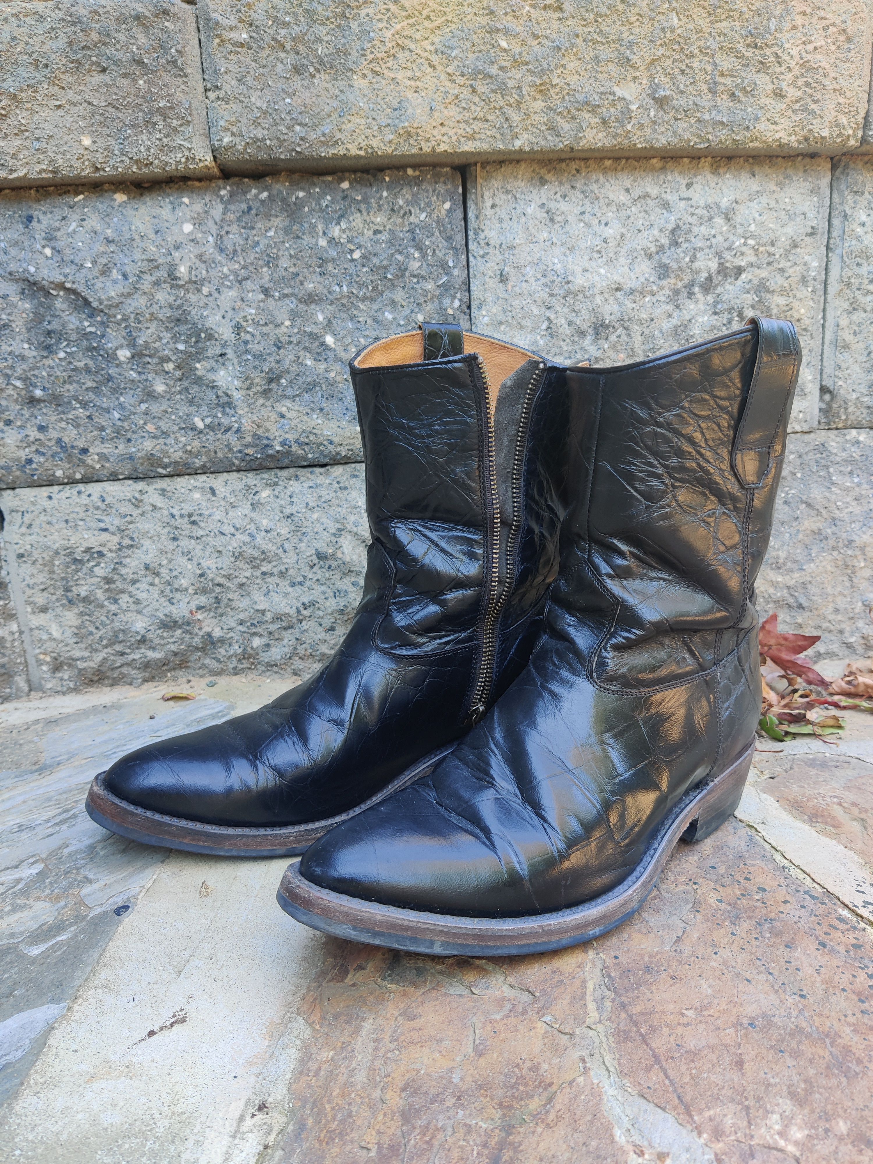Santa Rosa × Snake Oil Provisions Black Horsehide Heart Breaker Boot ...