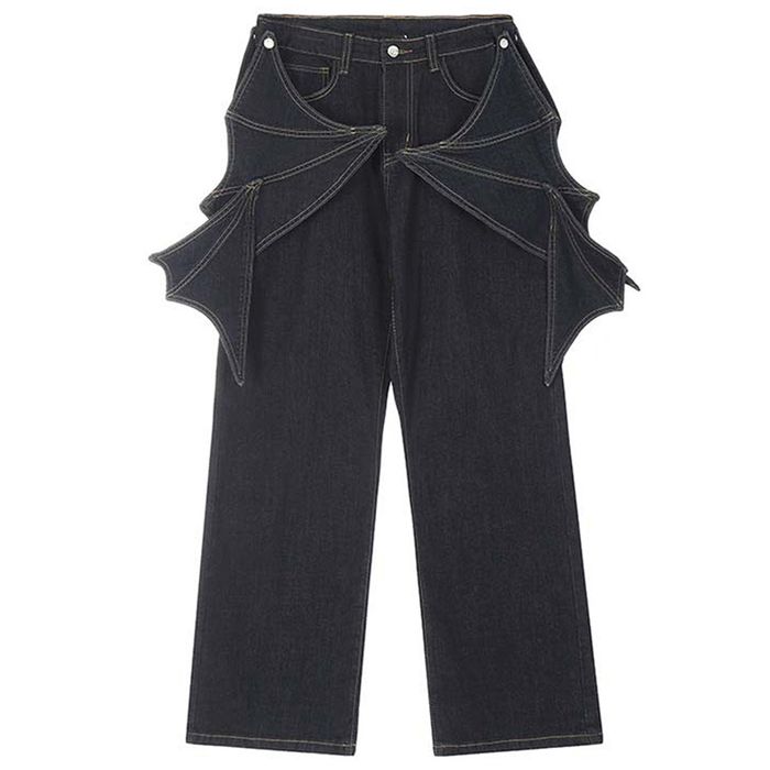 Vintage #40 Bat Wings Jeans Black Baggy Denim Loose | Grailed