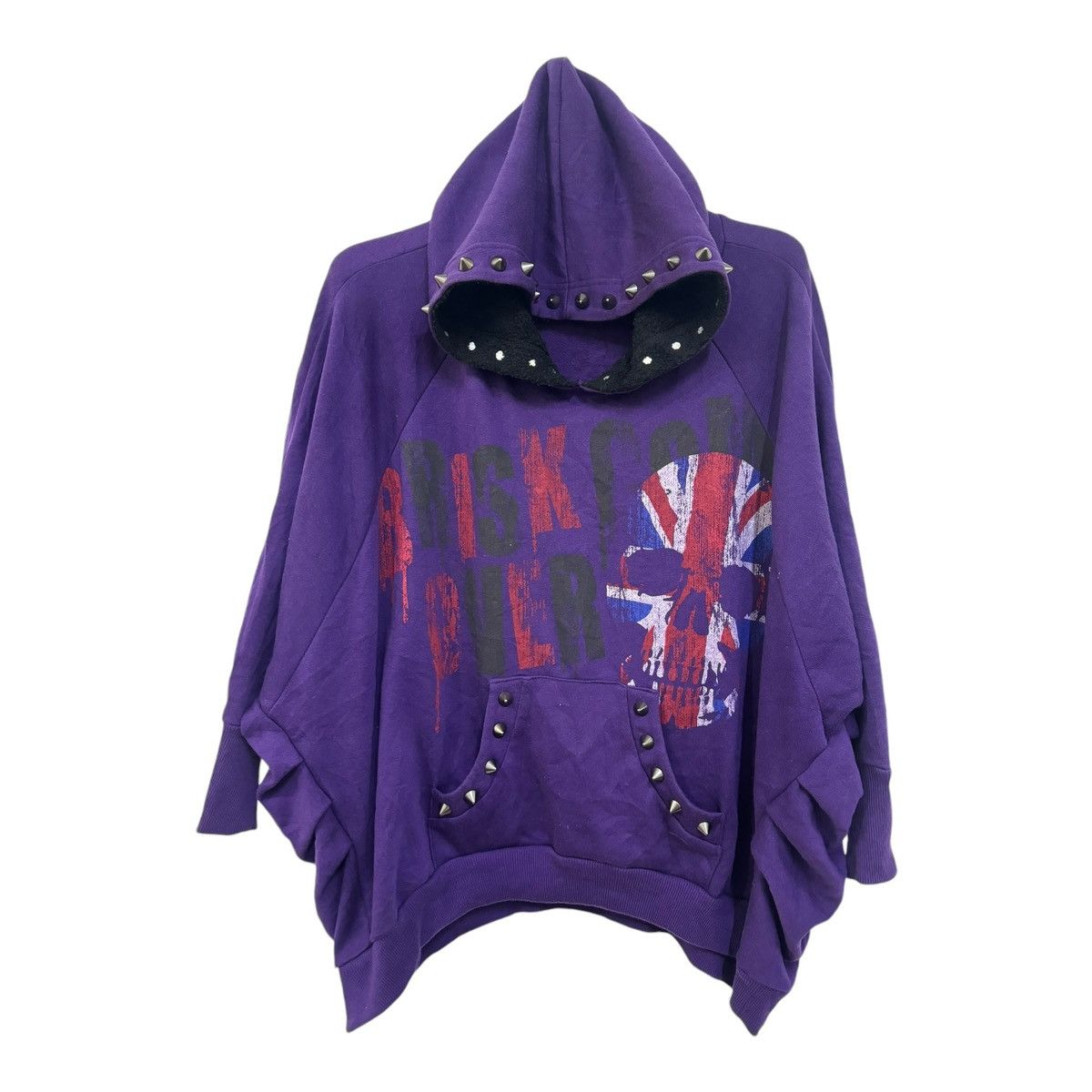 Japanese Brand 💥PUNK DESIGN SKULL UNION JACK FLAG SPIKY HOODIE OVER ...