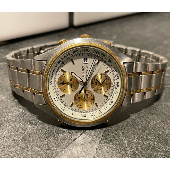 Seiko Vintage Seiko Gold and Silver Tone Chronograph 7T32-7C60 wor ...