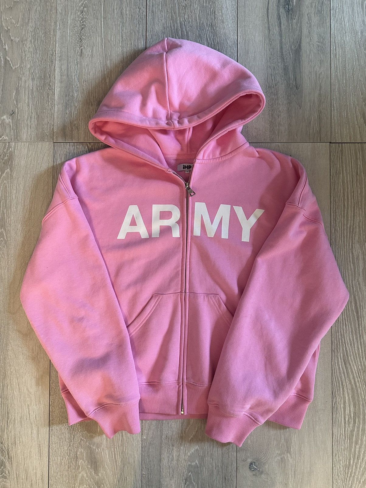 Streetwear × Vintage I’m Happy Promise Pink army zip up | Grailed