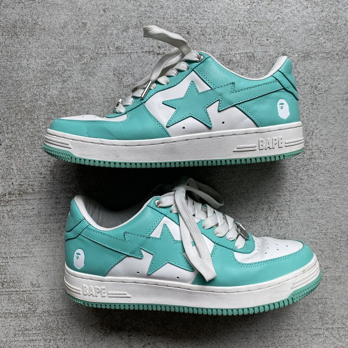 Bape A Bathing Ape BAPE STA Tiffany Blue Leather Bapesta | Grailed