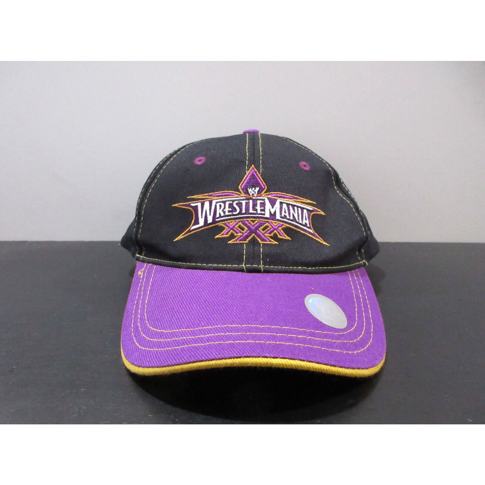 Vintage WWE Hat Cap Strap Back Black Purple WrestleMania Wrestler ...