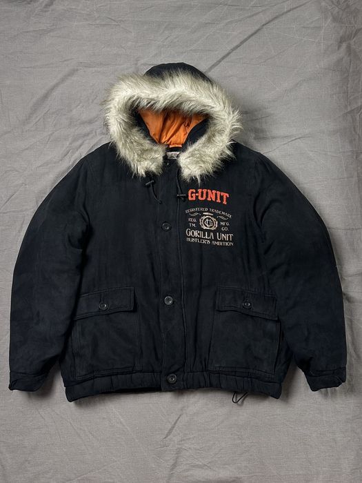 G Unit Vintage G Unit Fur Bomber Jacket LGB Style 50 Cent Japanese ...