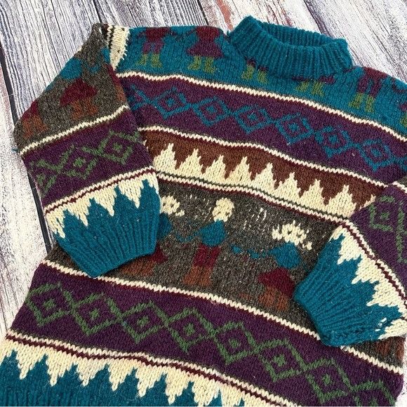 Vintage Vintage 100% Wool Chunky Knit Handmade in Ecuador Sweater | Grailed