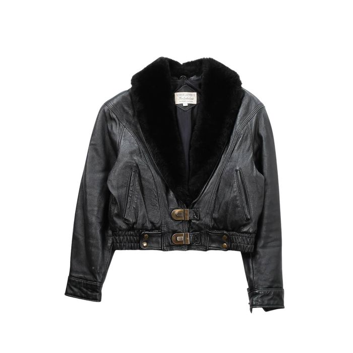 Vintage Vintage Faux Fur Black Leather Jacket | Grailed