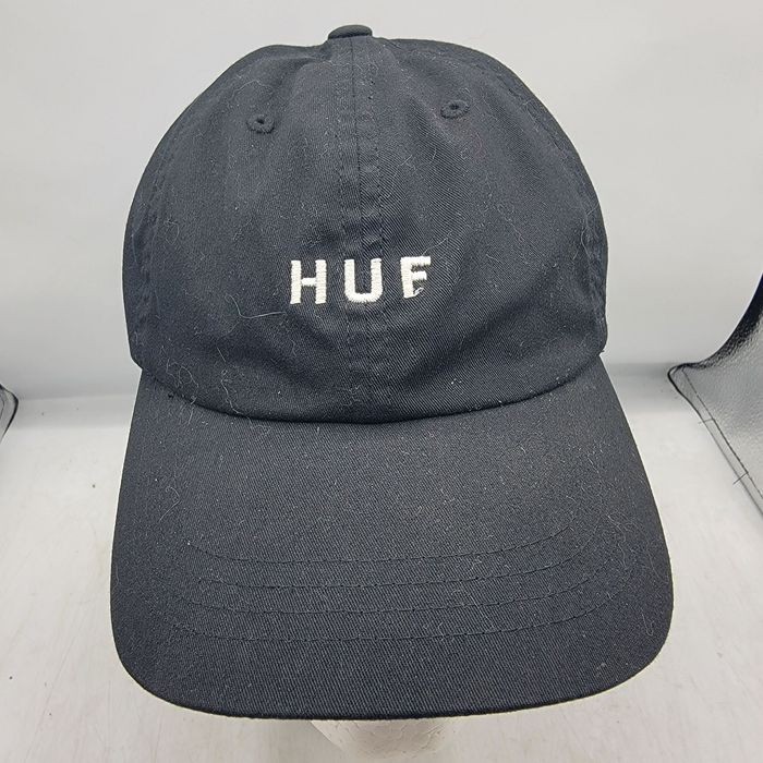 Huf HUF Hat Logo Cap Black Dad Cap Strap Back Lightweight Adjust | Grailed