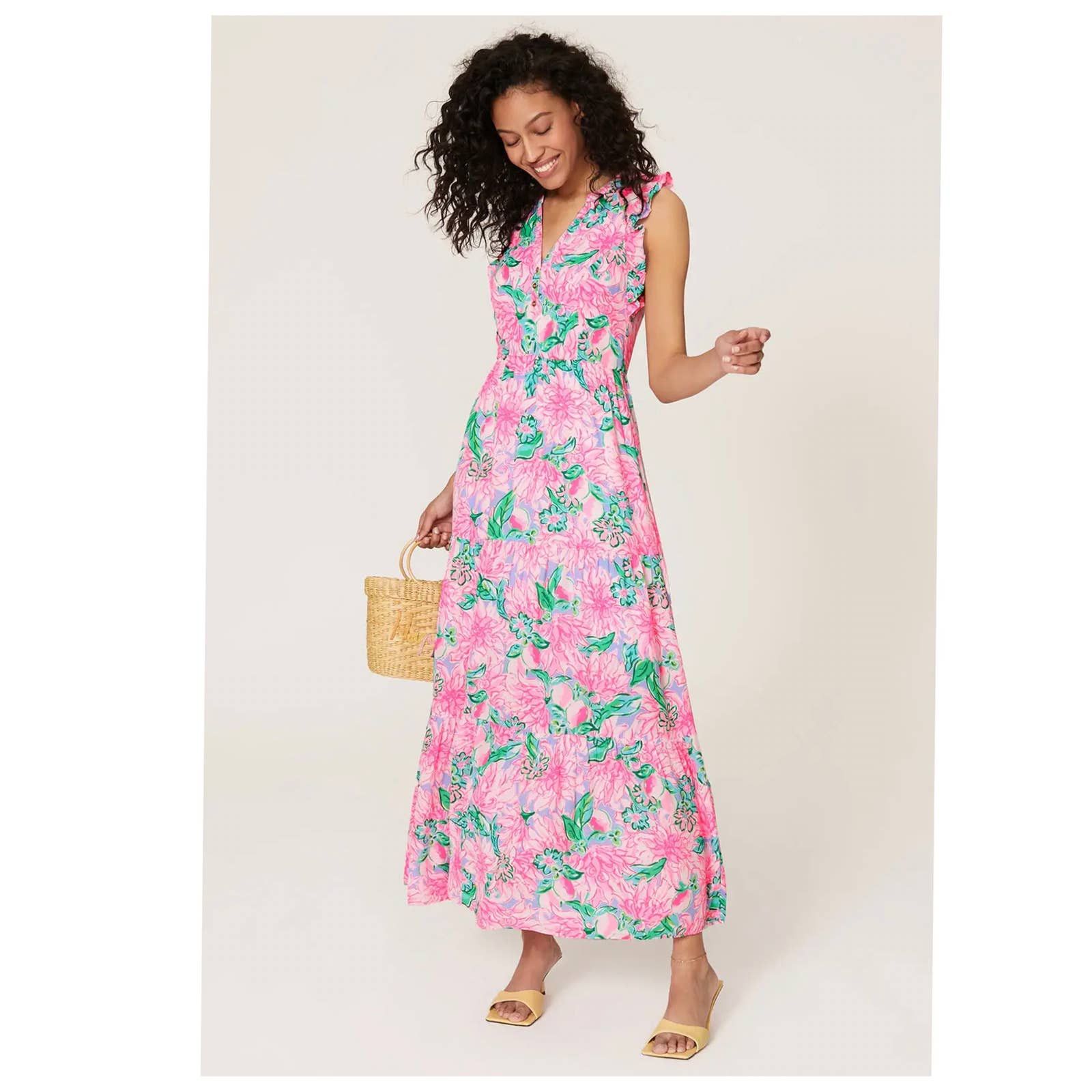 Lilly Pulitzer Lilly Pulitzer Destini Maxi Dress Pink Floral | Grailed