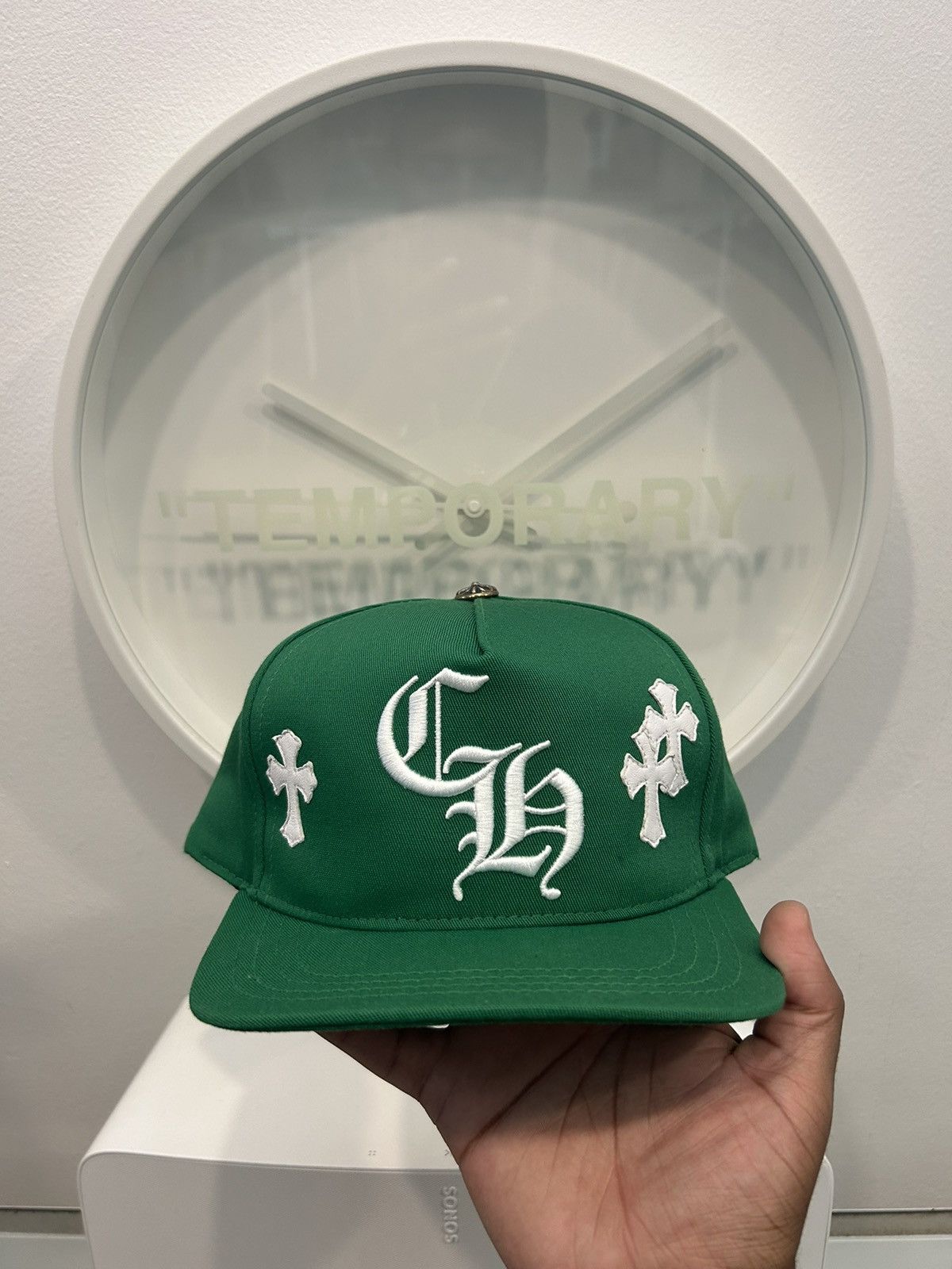 Chrome Hearts Chrome Hearts Green Cross Patch Panel Cap | Grailed
