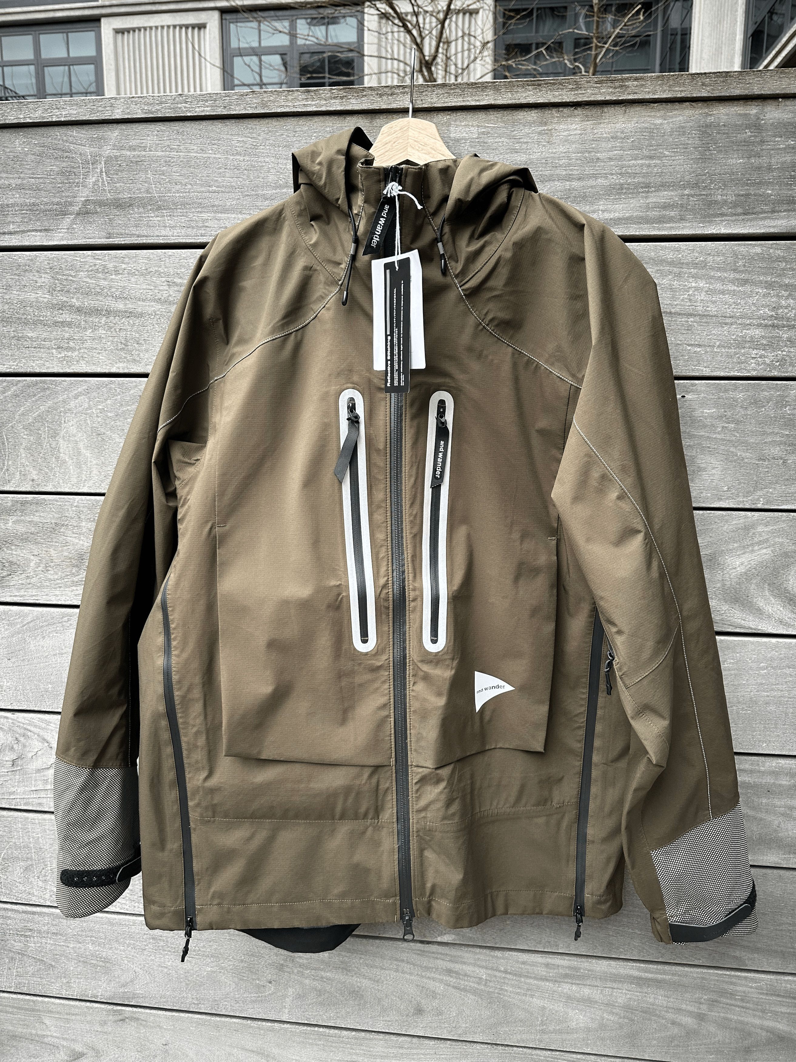 And Wander Pertex Shield Rain Jacket Olive | Grailed
