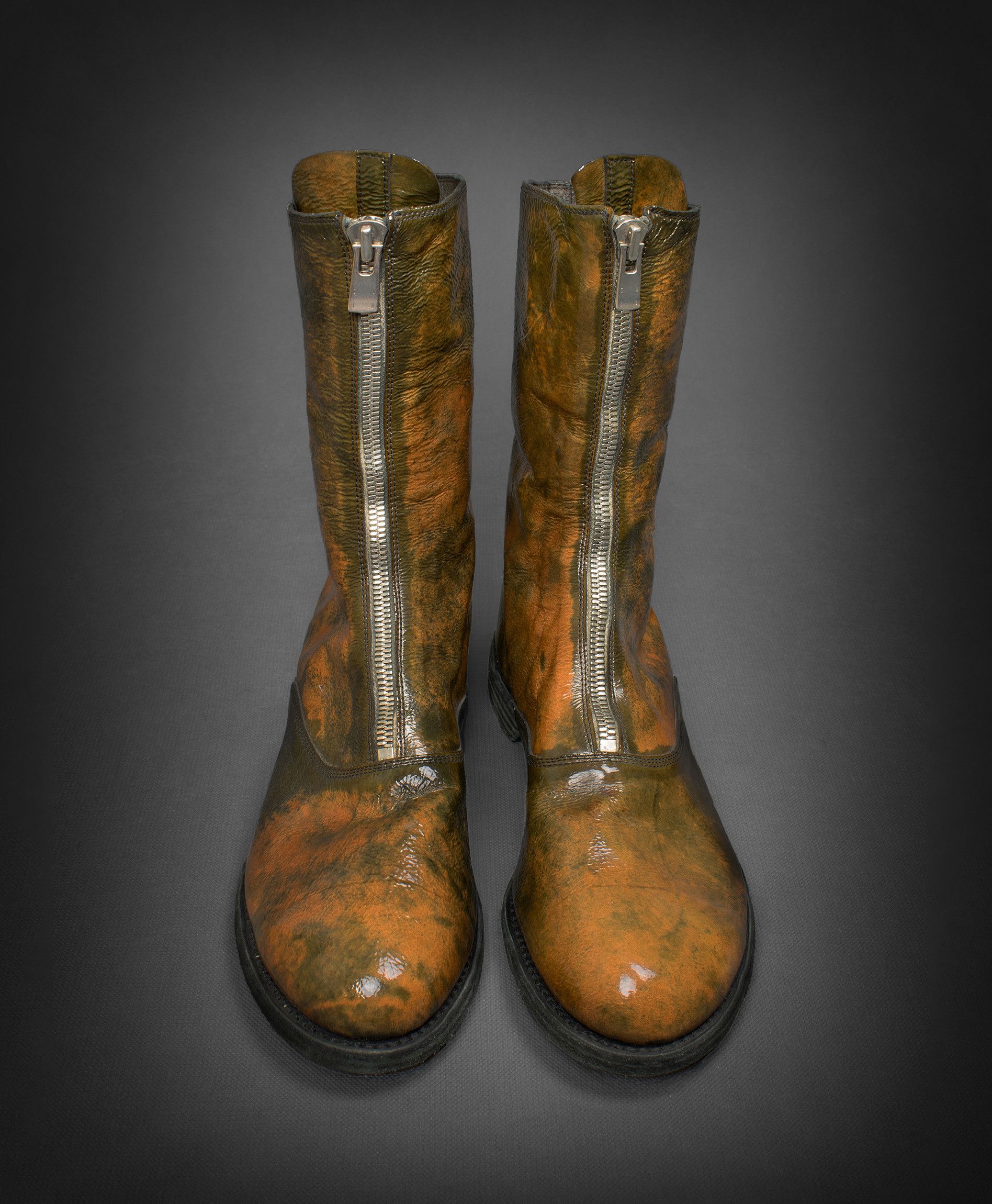 Guidi (FIT 45!) NEW. DISTRESSED FRONT ZIP REVERSIBLE LEATHER BOOTS ...