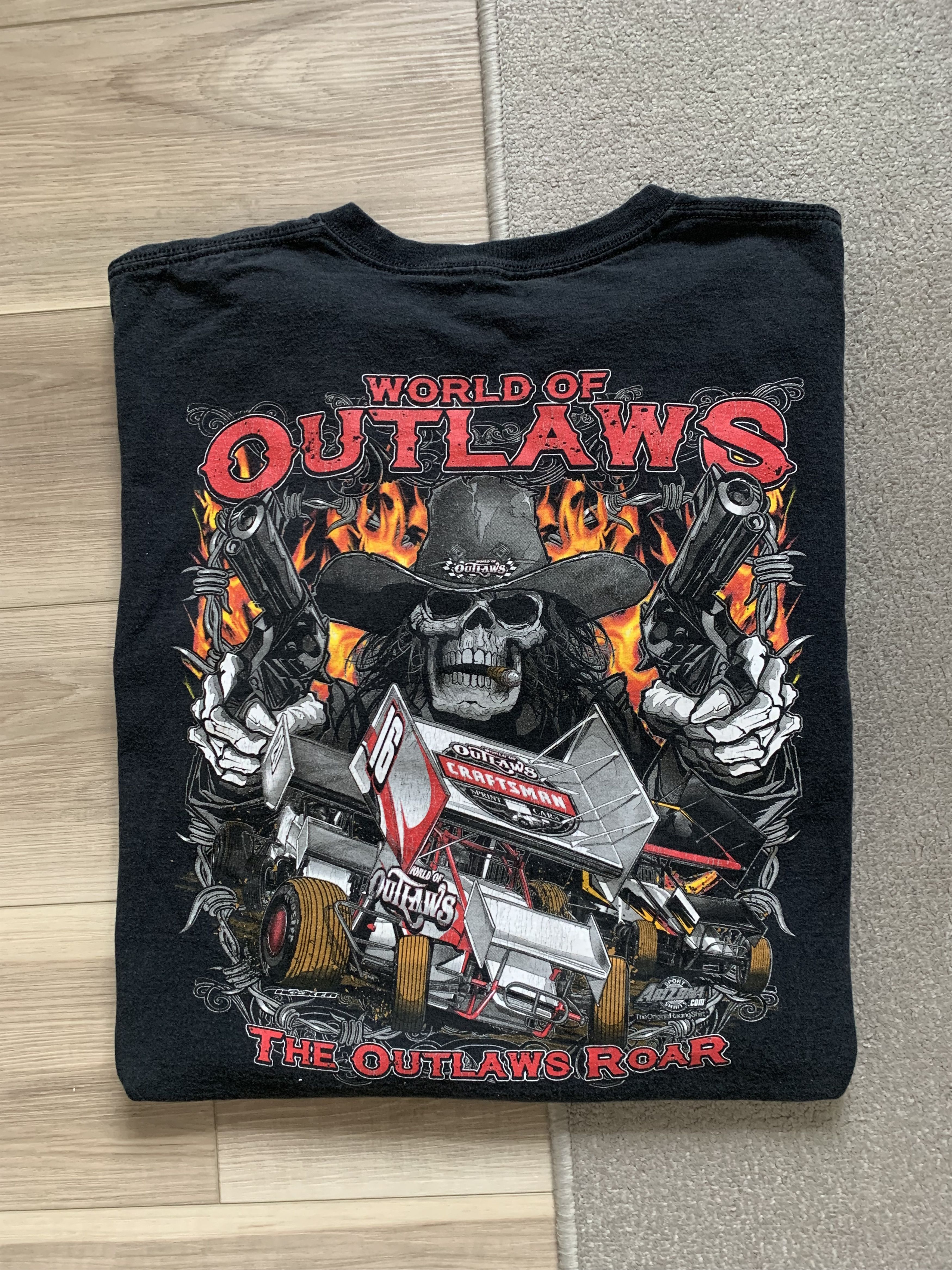 Vintage Y2K OUTLAWS ROAR SKELETON REVOLVERS FADED BLACK TEE | Grailed