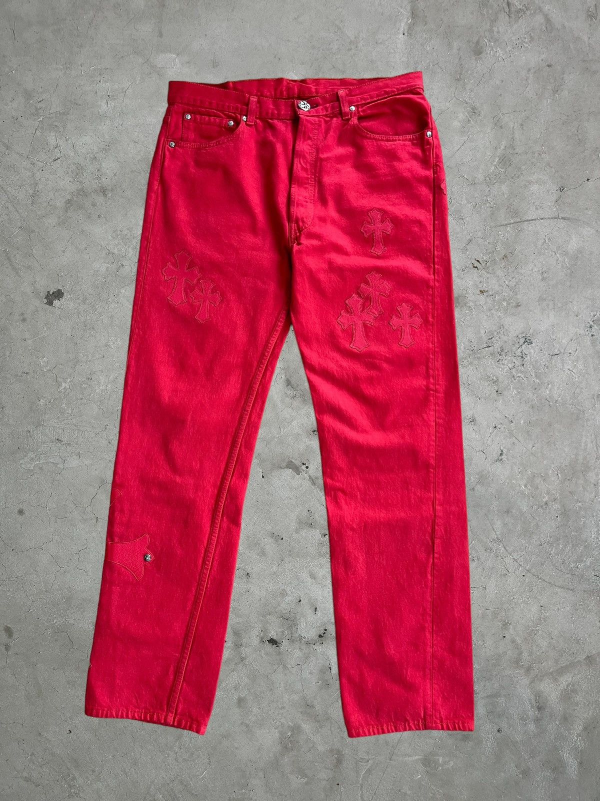 Chrome Hearts Chrome Hearts Paris Exclusive Red Patch Jeans | Grailed