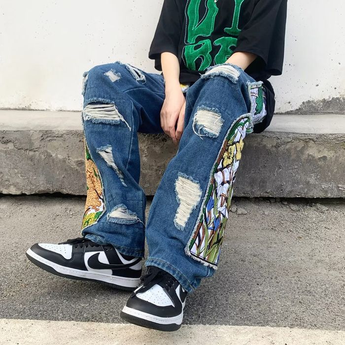 Japanese Brand Y2K Windows Patch Grunge Hip Hop Jeans | Grailed