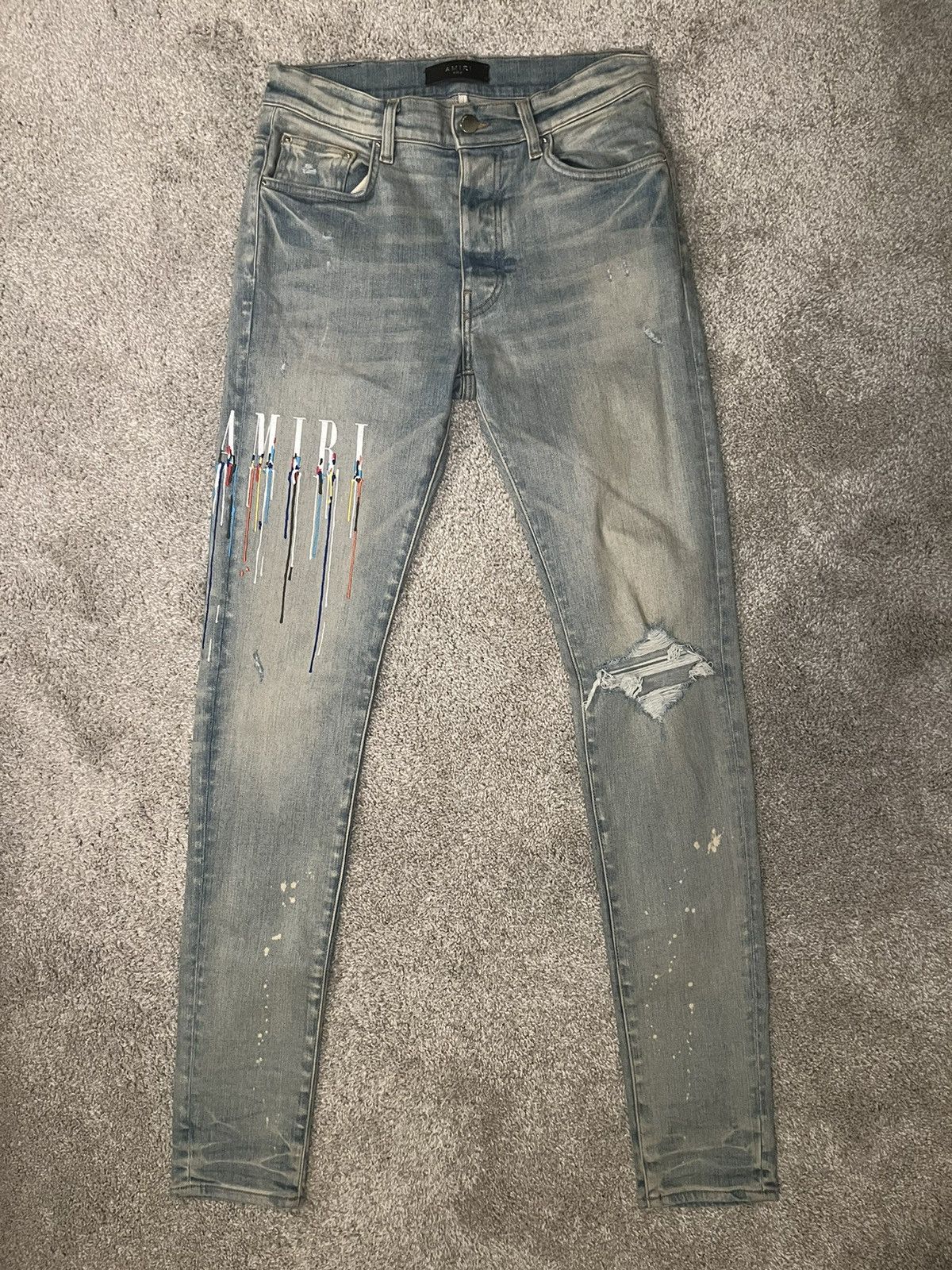 Amiri Amiri Paint Drip Core Logo Jeans | Grailed
