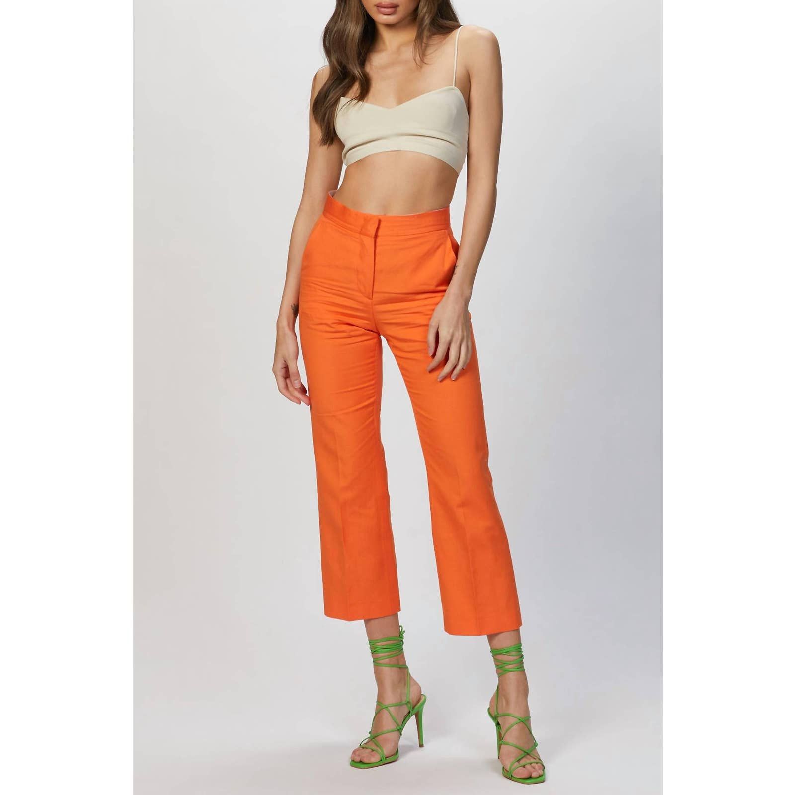 MSGM Linen Blend Trouser In Orange | Grailed