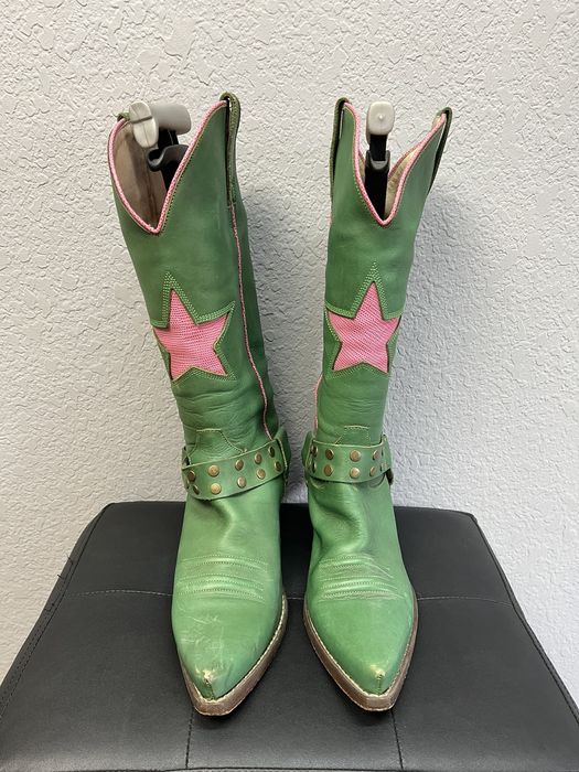 Vintage Vintage Y2K Stars Western cowboy boots FORNARINA Green 40 | Grailed