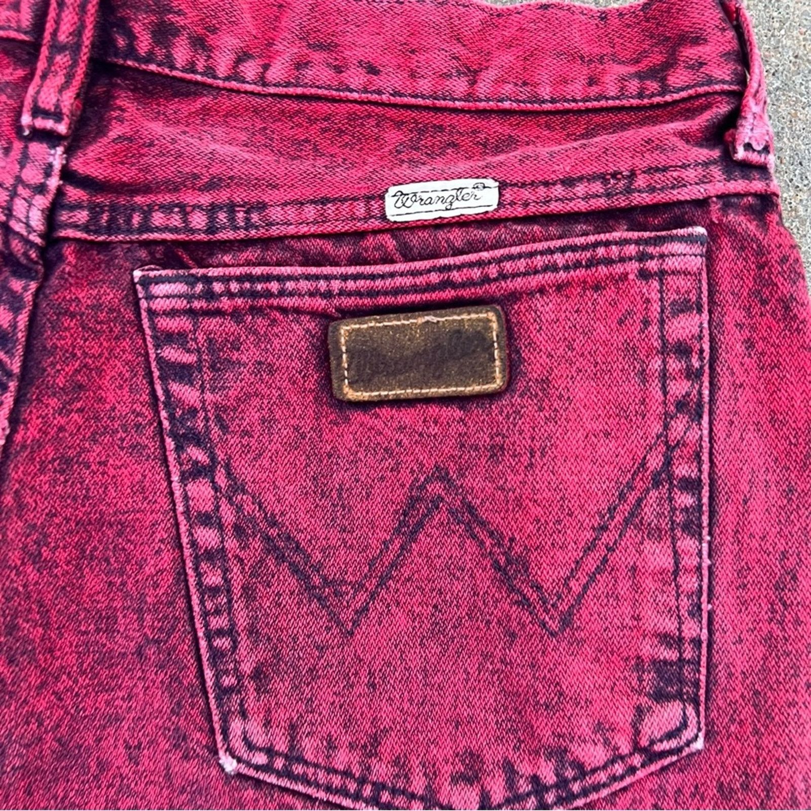 Wrangler Wrangler acid wash over dyed black red wedgie cowgirl jeans ...