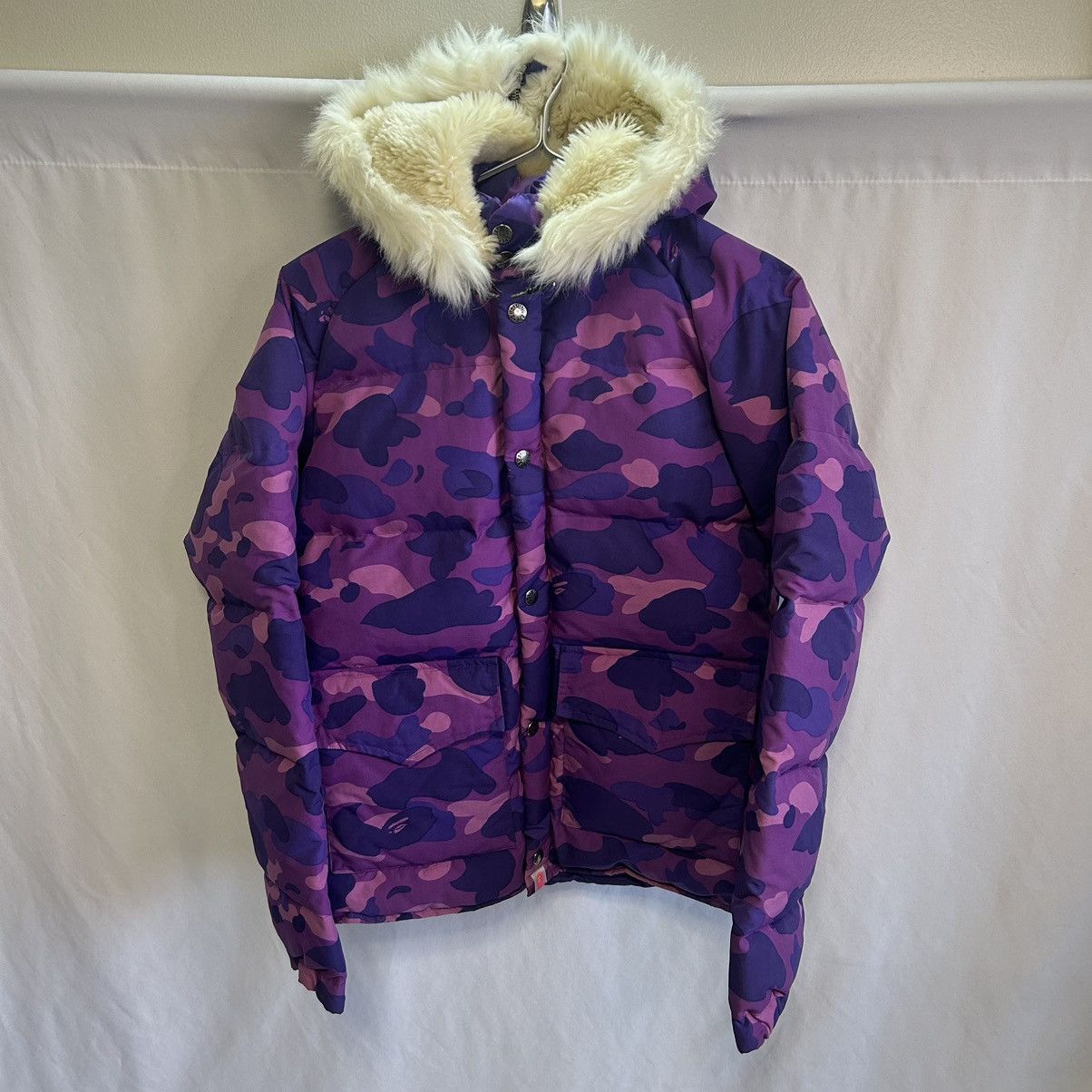 Bape 💥RARE💥 Bape 2000s Purple Color Camo Fur Puffer Down Jacket | Grailed
