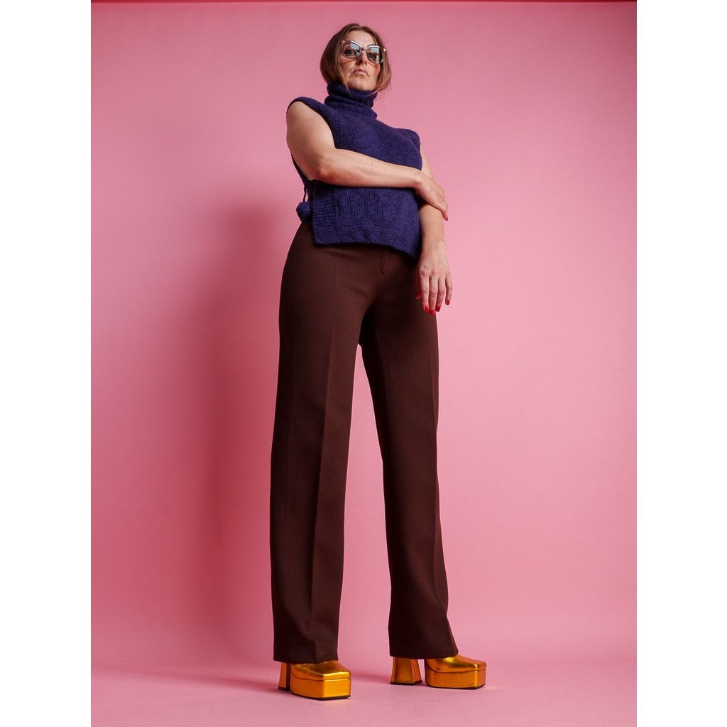 Vintage 70s 80s Vintage flare pants Minimalist Retro Slacks in brown ...