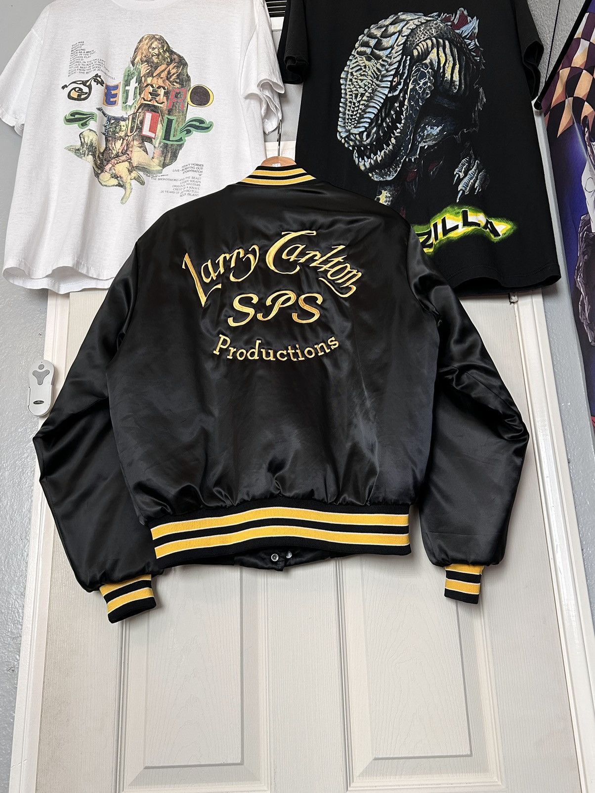 Vintage Vintage 80s Larry Carlton Tour Bomber Jacket Cast & Crew | Grailed