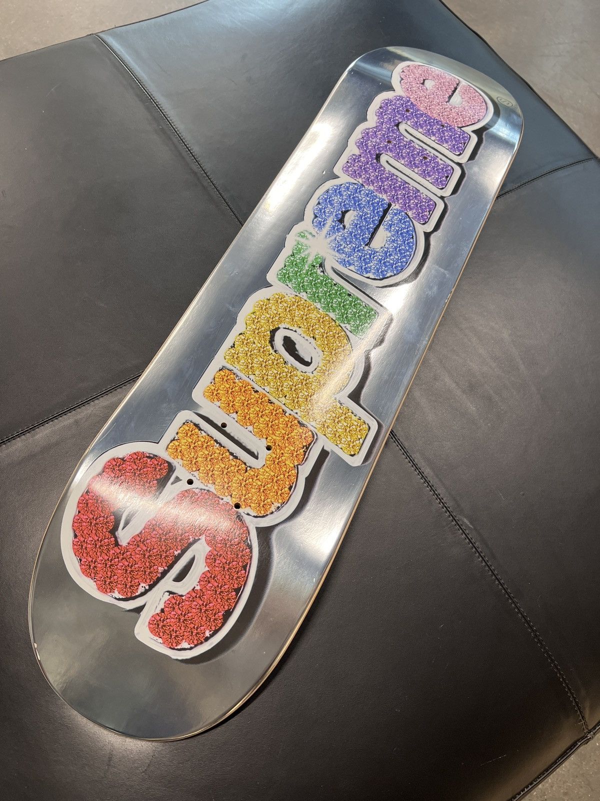 Supreme Supreme Bling Box Logo Skate Deck Silver Multicolor | Grailed