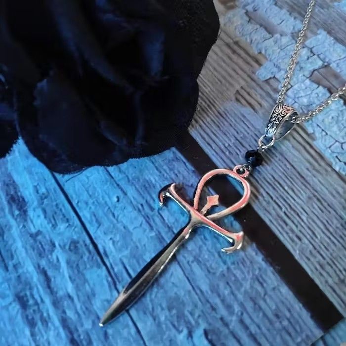 Chain Gothic Sword Cross Silver Chain Horror Pendant Necklace Dark ...