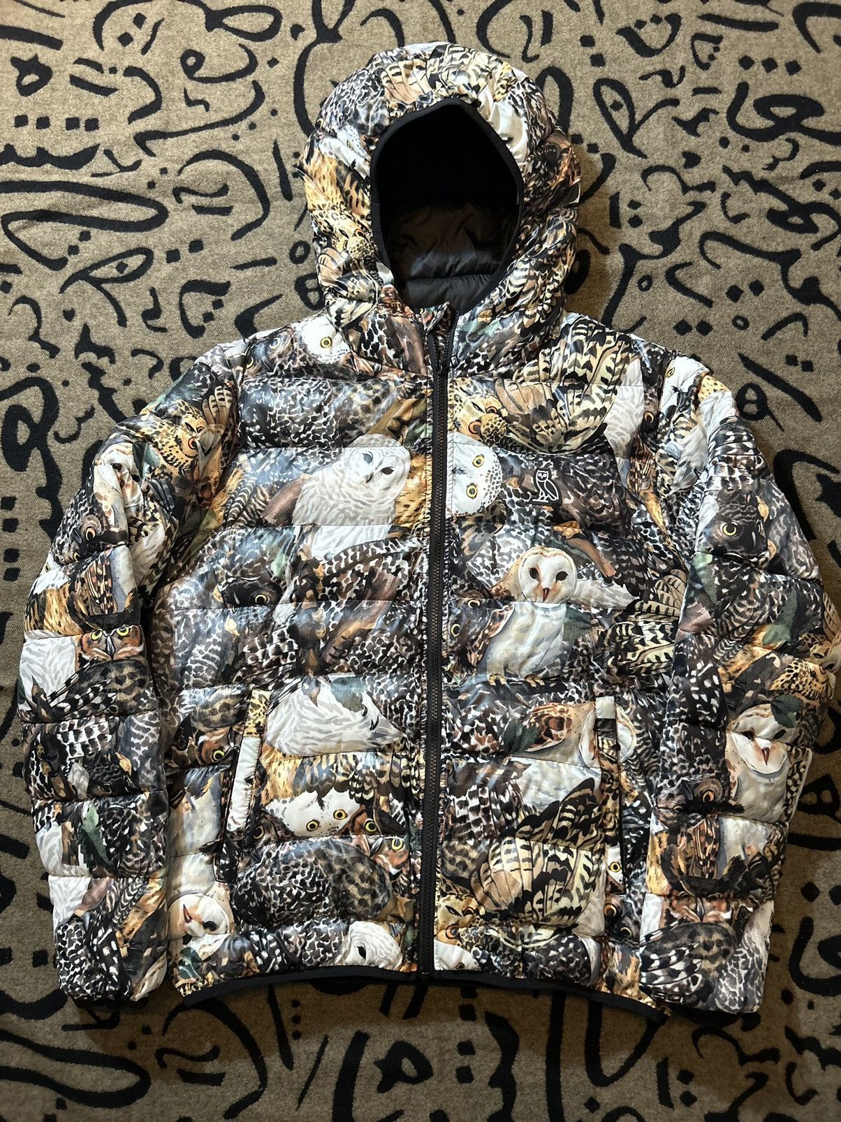 Drake × Octobers Very Own 2020 OVO All Over Owl Print Puffer jacket ...