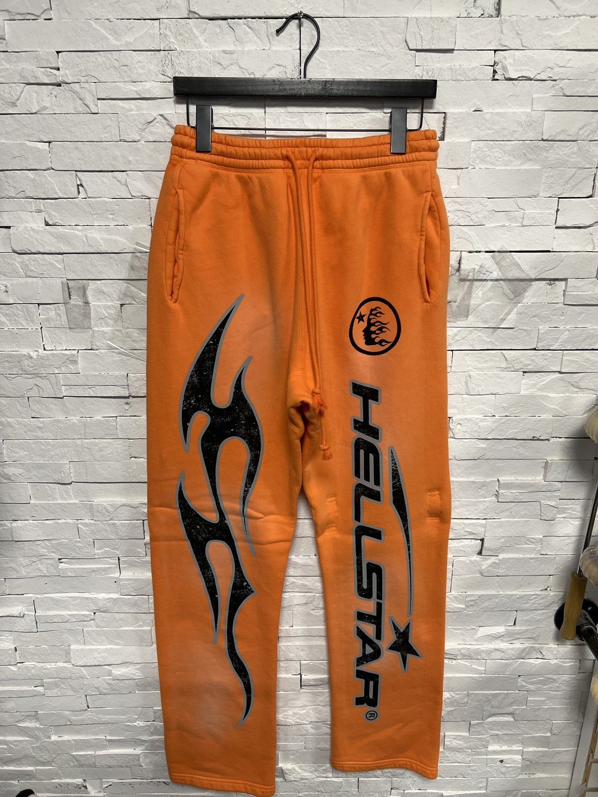 HELLSTAR Hellstar Fire Orange Dye Flare Bottom Sweatpants | Grailed