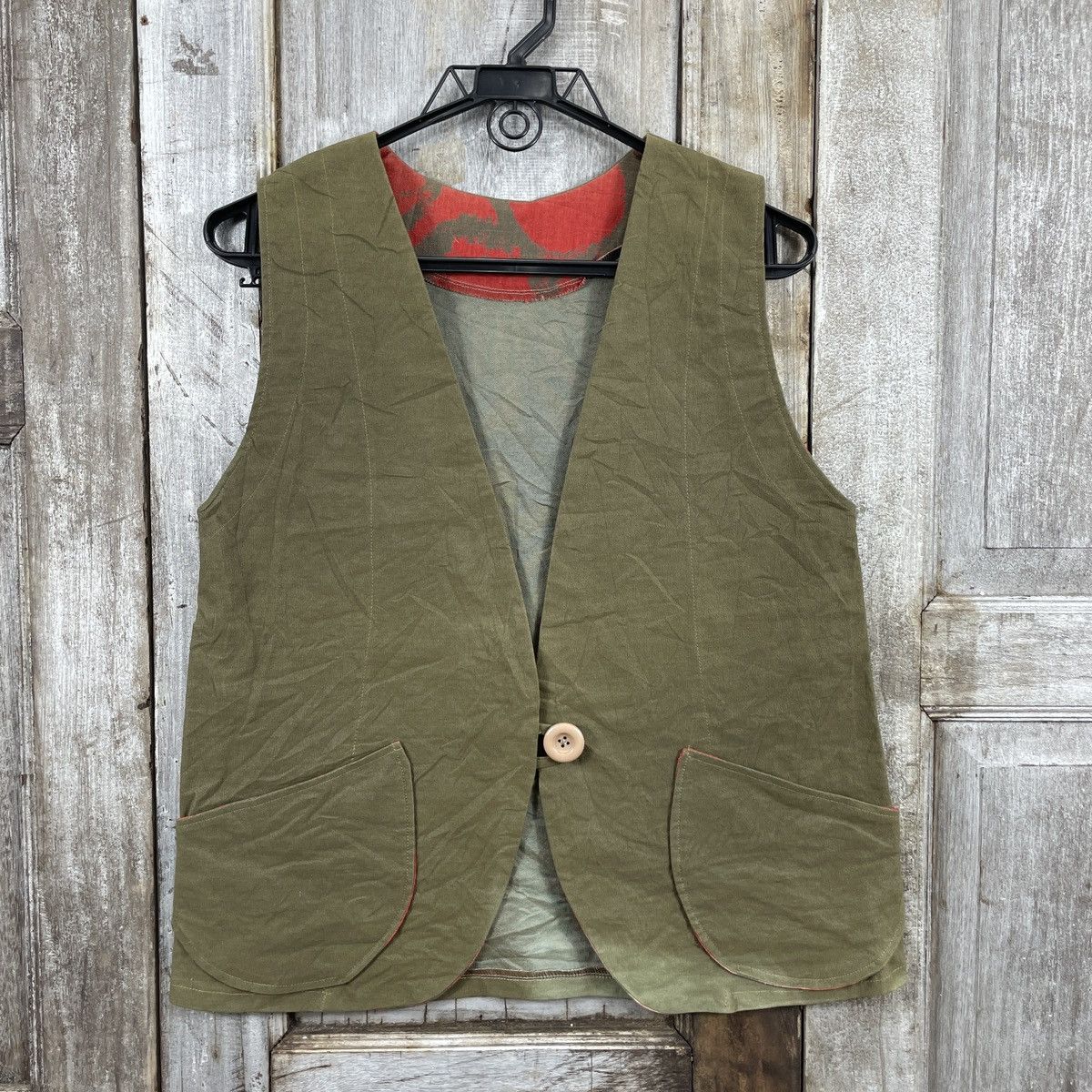 Vintage Vintage Japanese Brand Vests Plain Green Army | Grailed