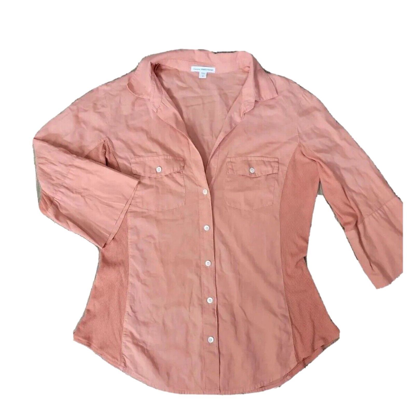 James Perse Standard James Perse Women's L (3) Coral Button Up Top 3/4 ...