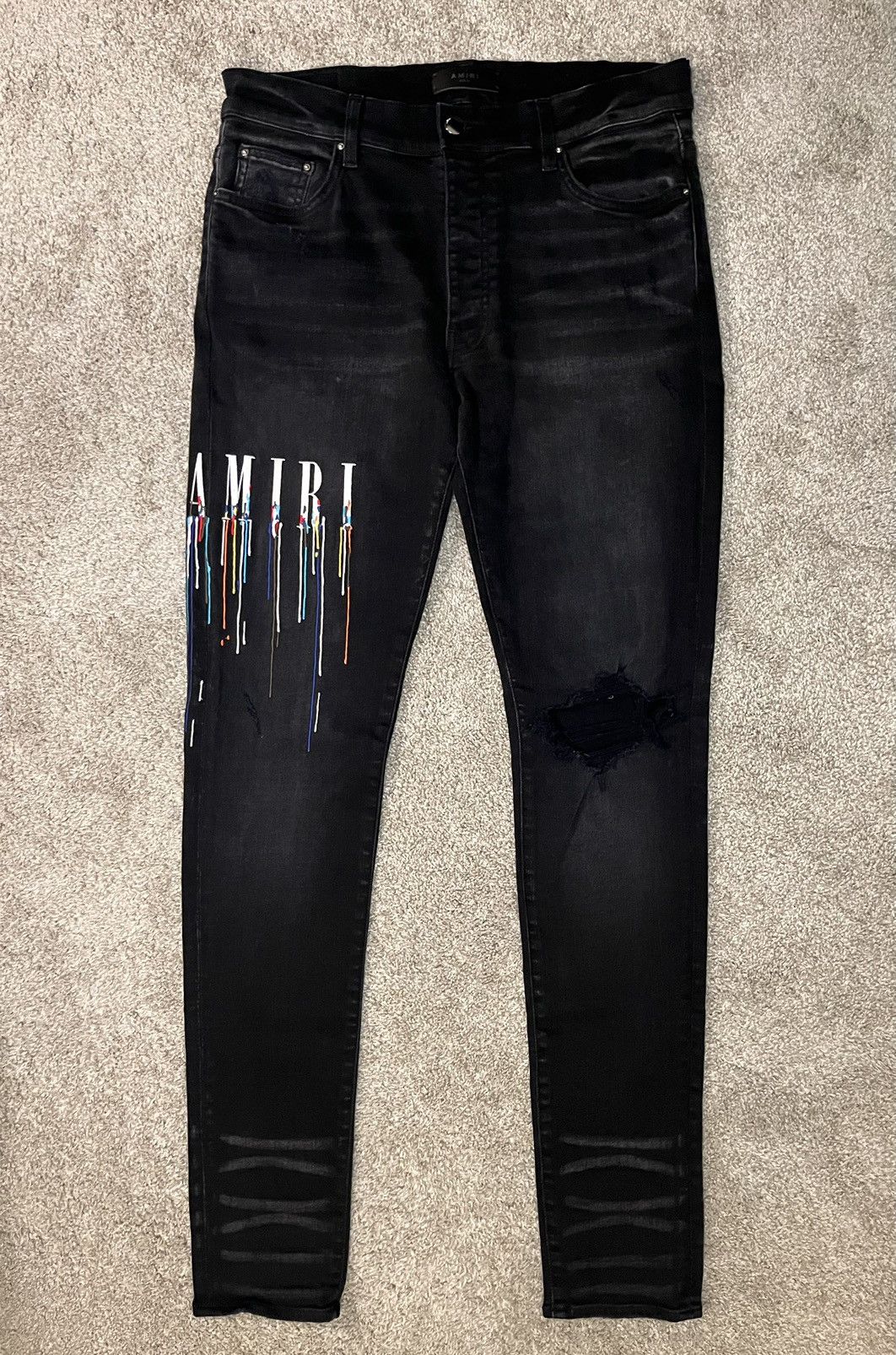 Amiri Amiri Paint Drip Core Logo Jeans | Grailed
