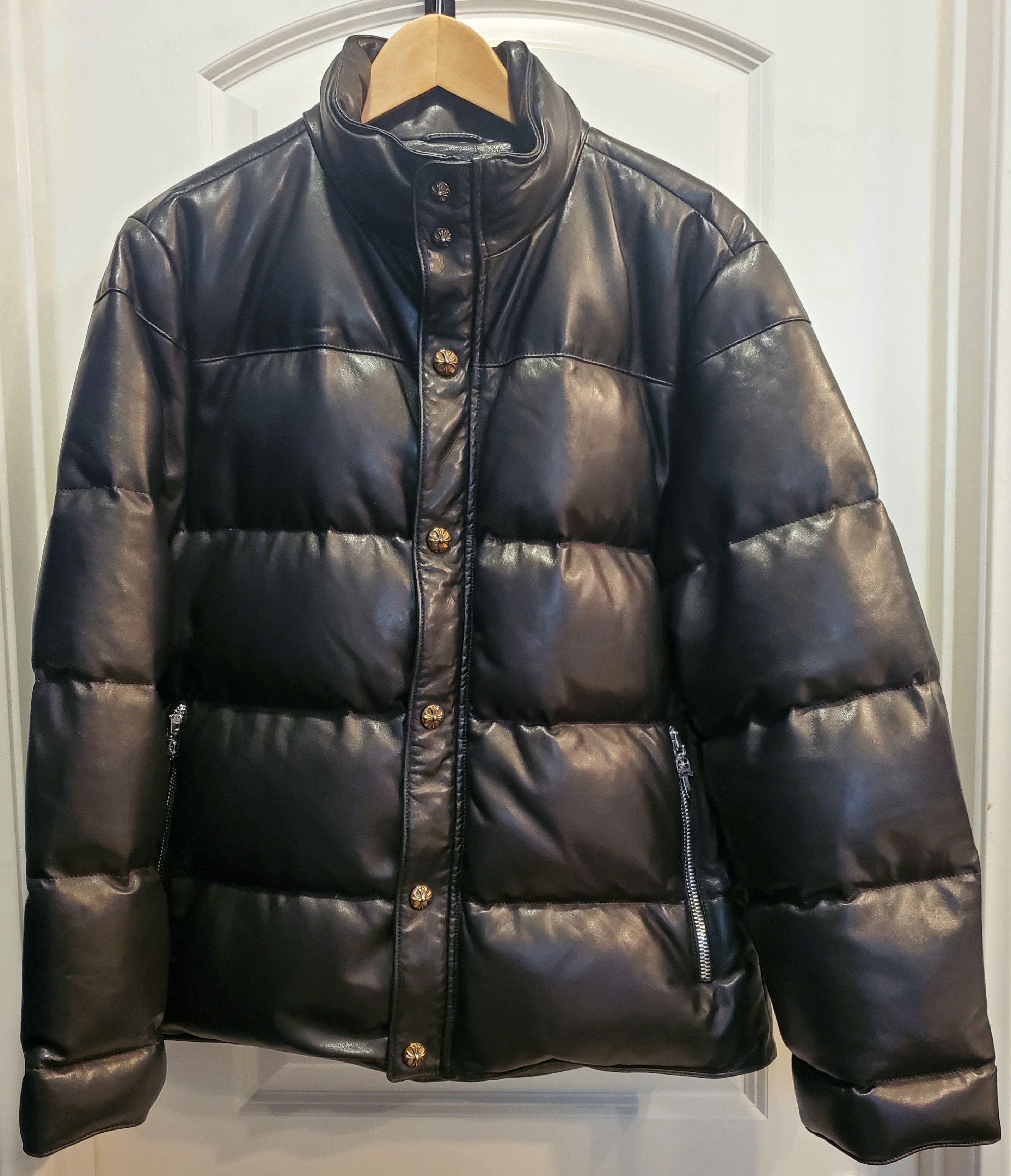Chrome Hearts Chrome Hearts "Stiff" Lamb Leather Down Puffer Jacket ...