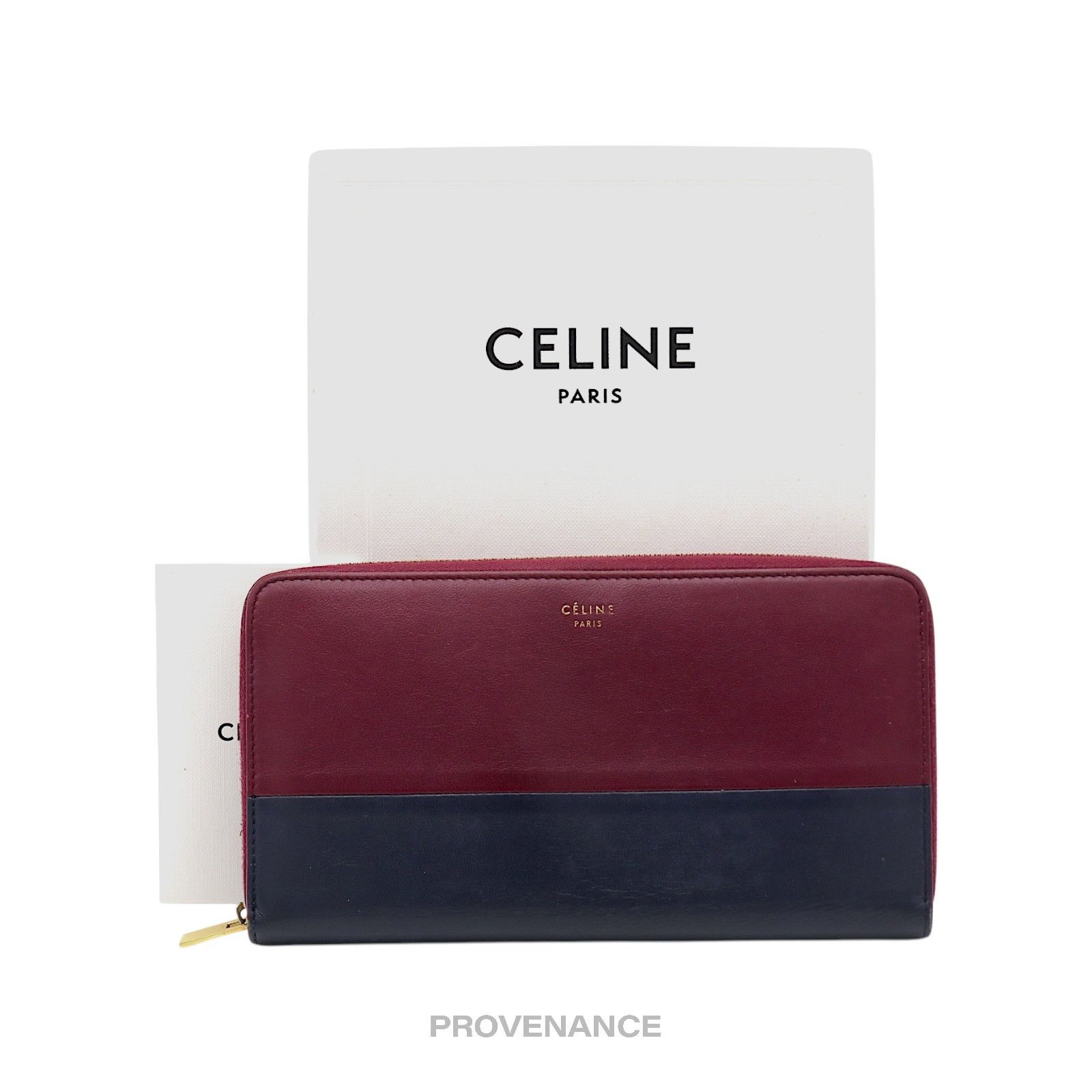 Celine 🔴 Celine Multifunction Zip Long Wallet - Red Navy Leather | Grailed