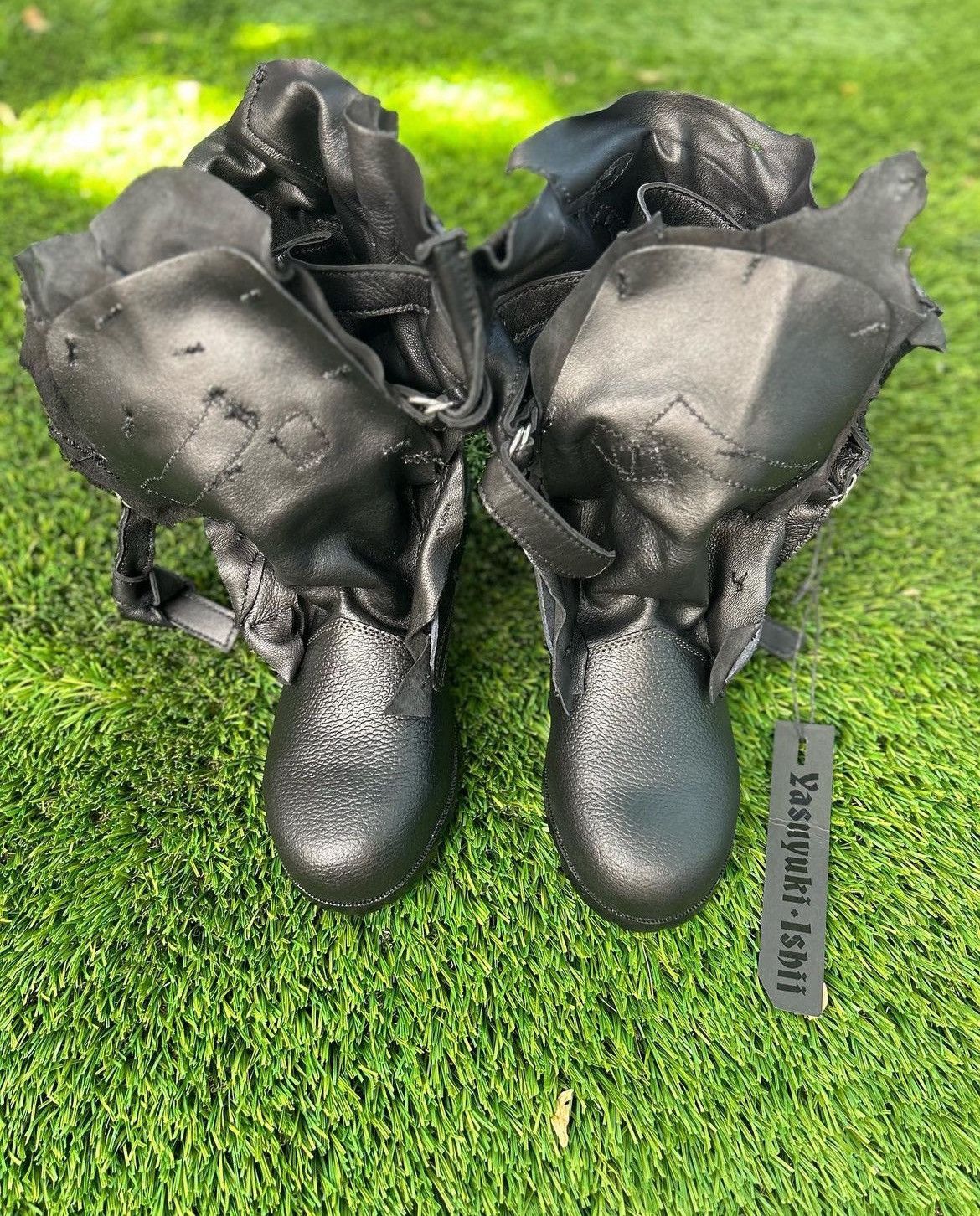 Yasuyuki Ishii s/s 2010 redux leather patchwork combat boot | Grailed