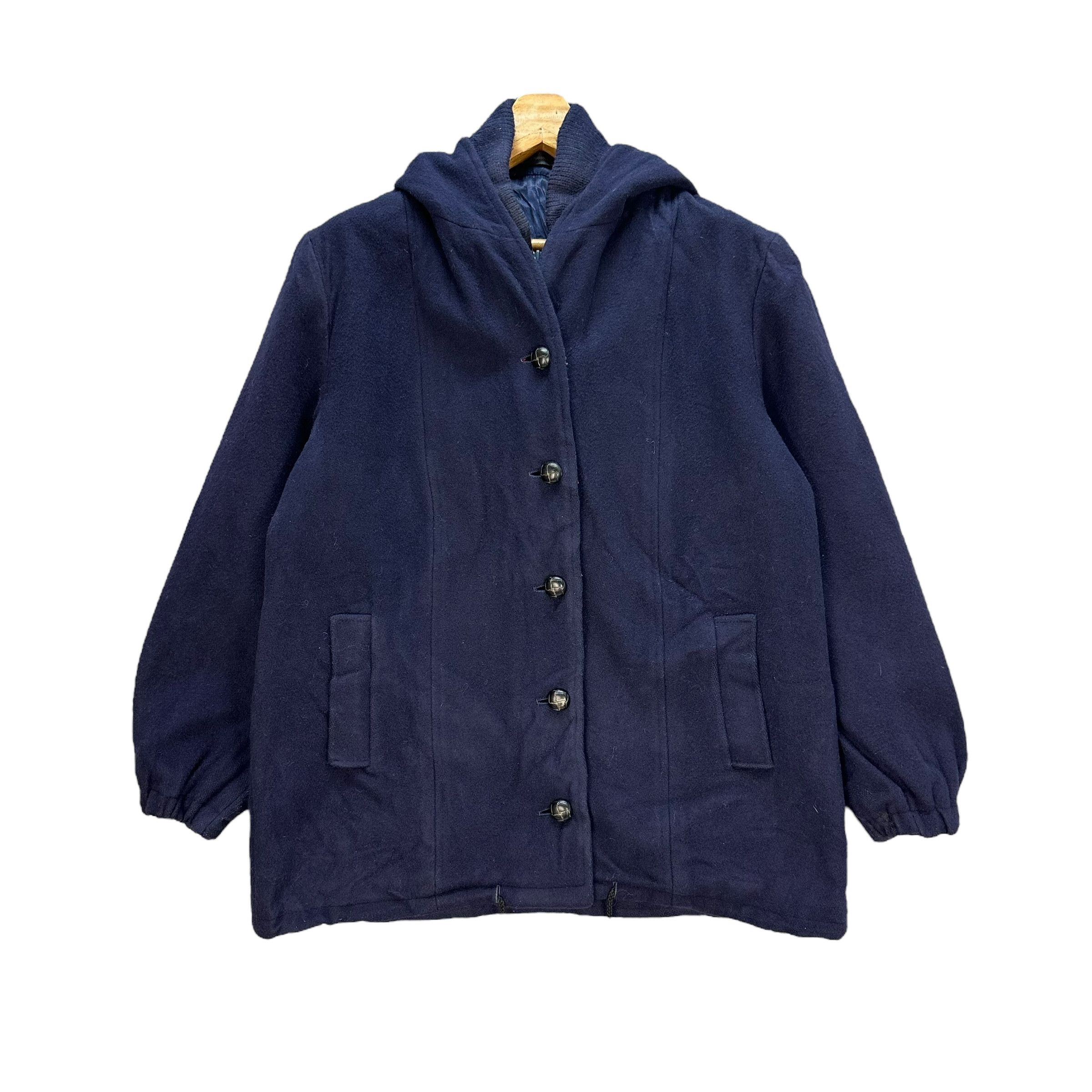 Vintage International Scene Button Zipper Hooded Wool Jacket A8-0196 ...