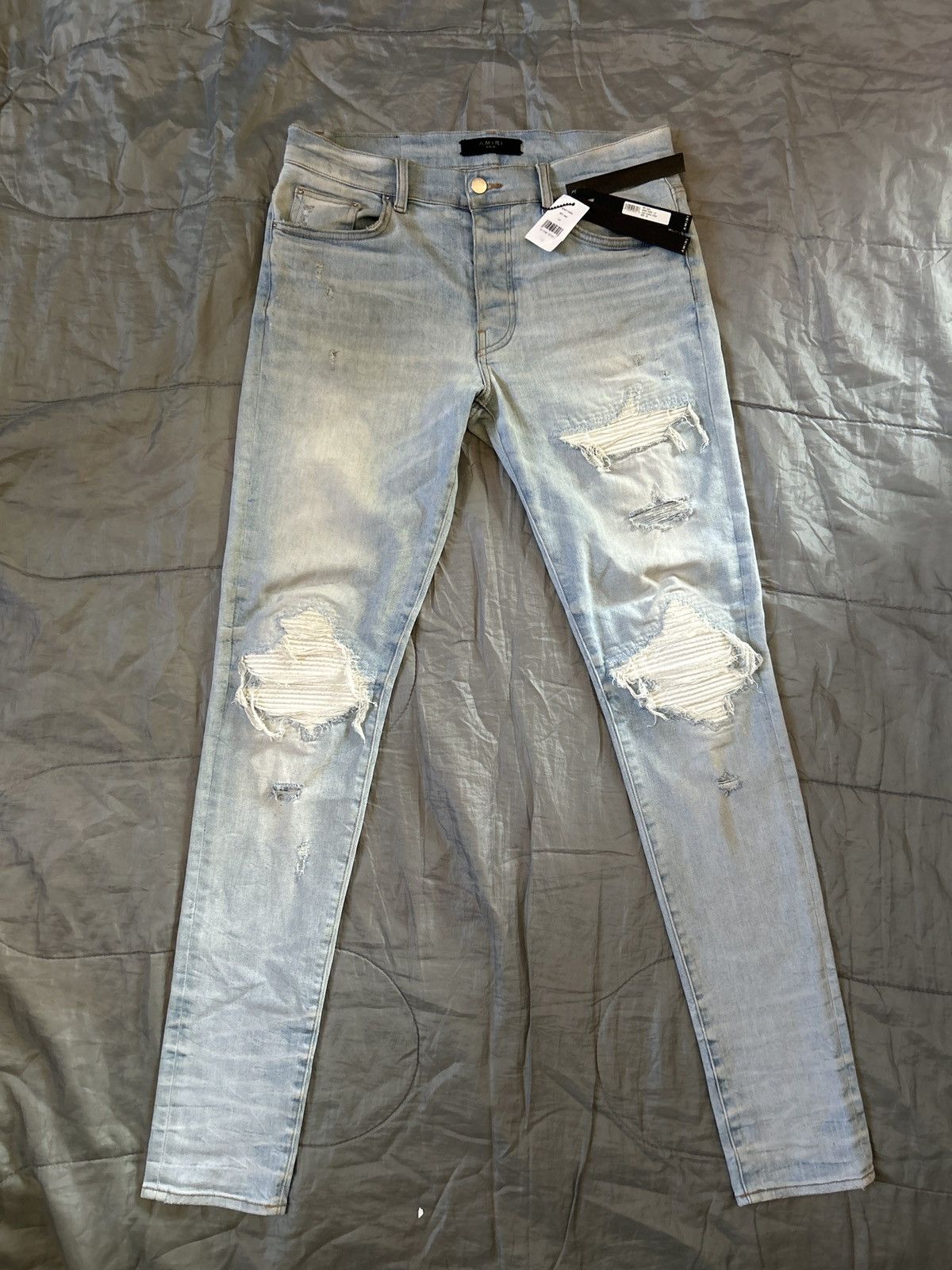 Amiri 📲 OFFER NOW ‼️ w/🏷️ AMIRI jeans 👖 White Leather MX1 Denim 🔥 | Grailed