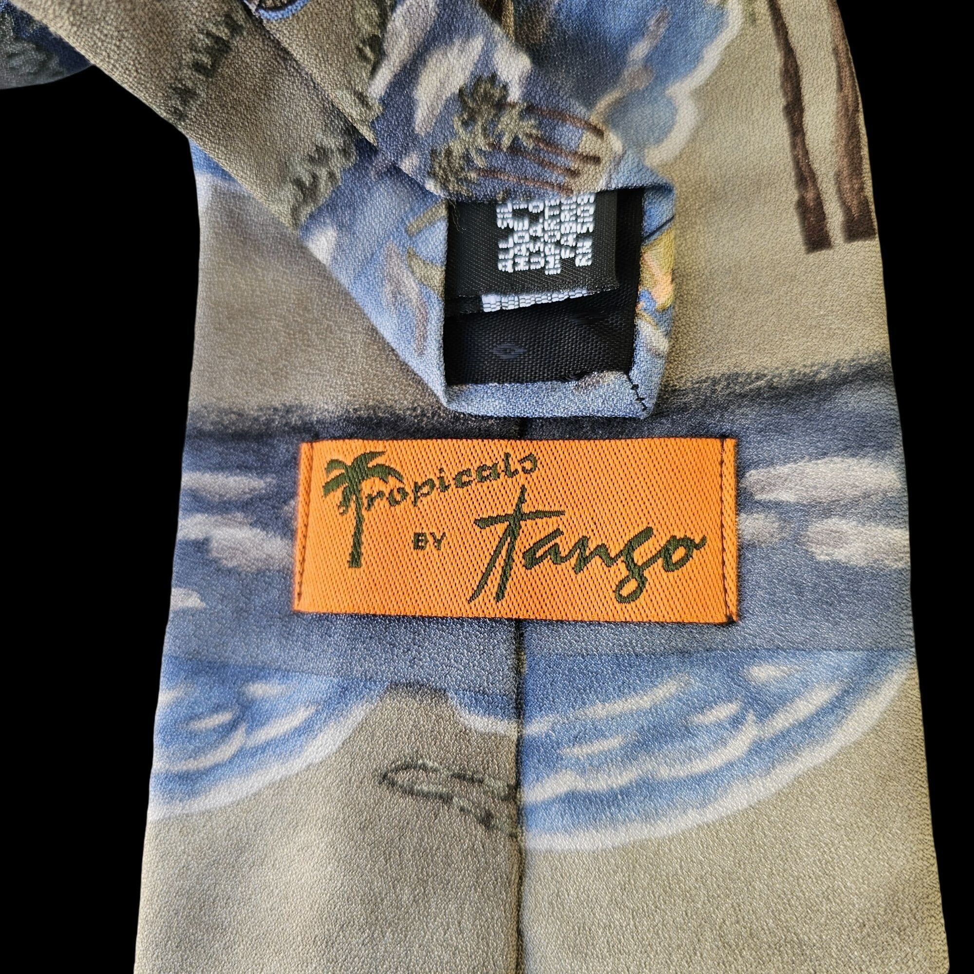 Vintage Tango Tropicals Silk Tie Tan Blue 4in x 29in Made USA V | Grailed